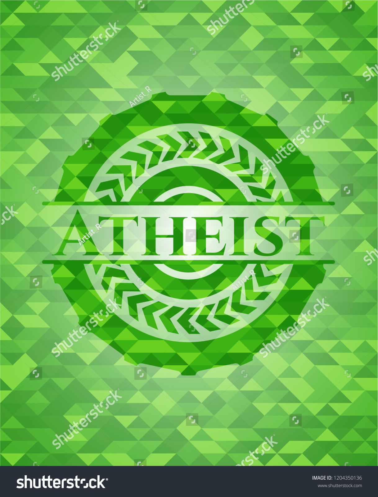 Atheist green emblem. Mosaic background - Royalty Free Stock Vector ...