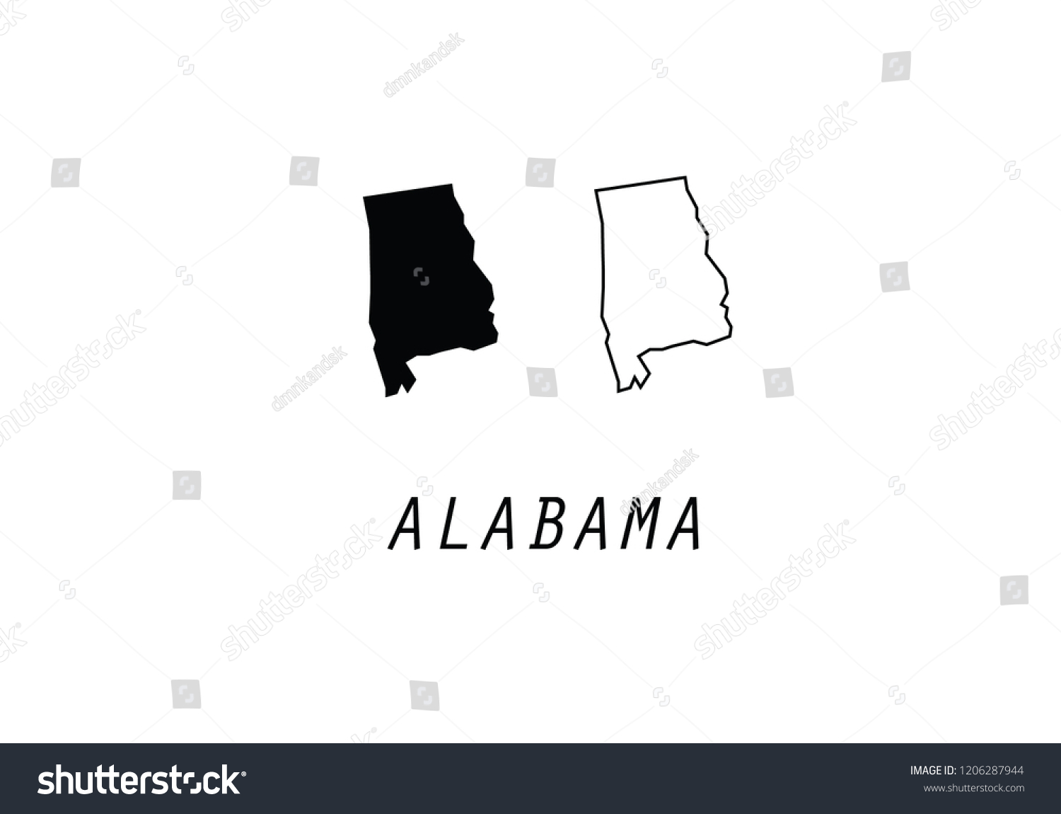 Alabama outline map state shape USA America - Royalty Free Stock Vector ...