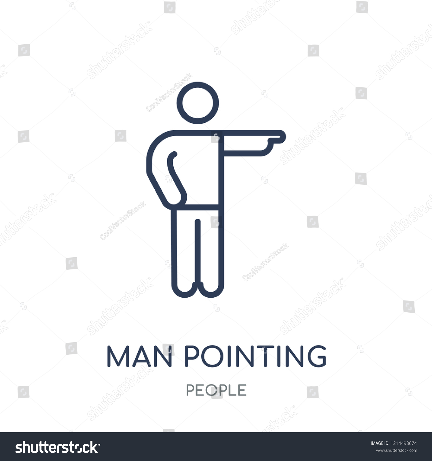 Man pointing icon. Man pointing linear symbol - Royalty Free Stock ...