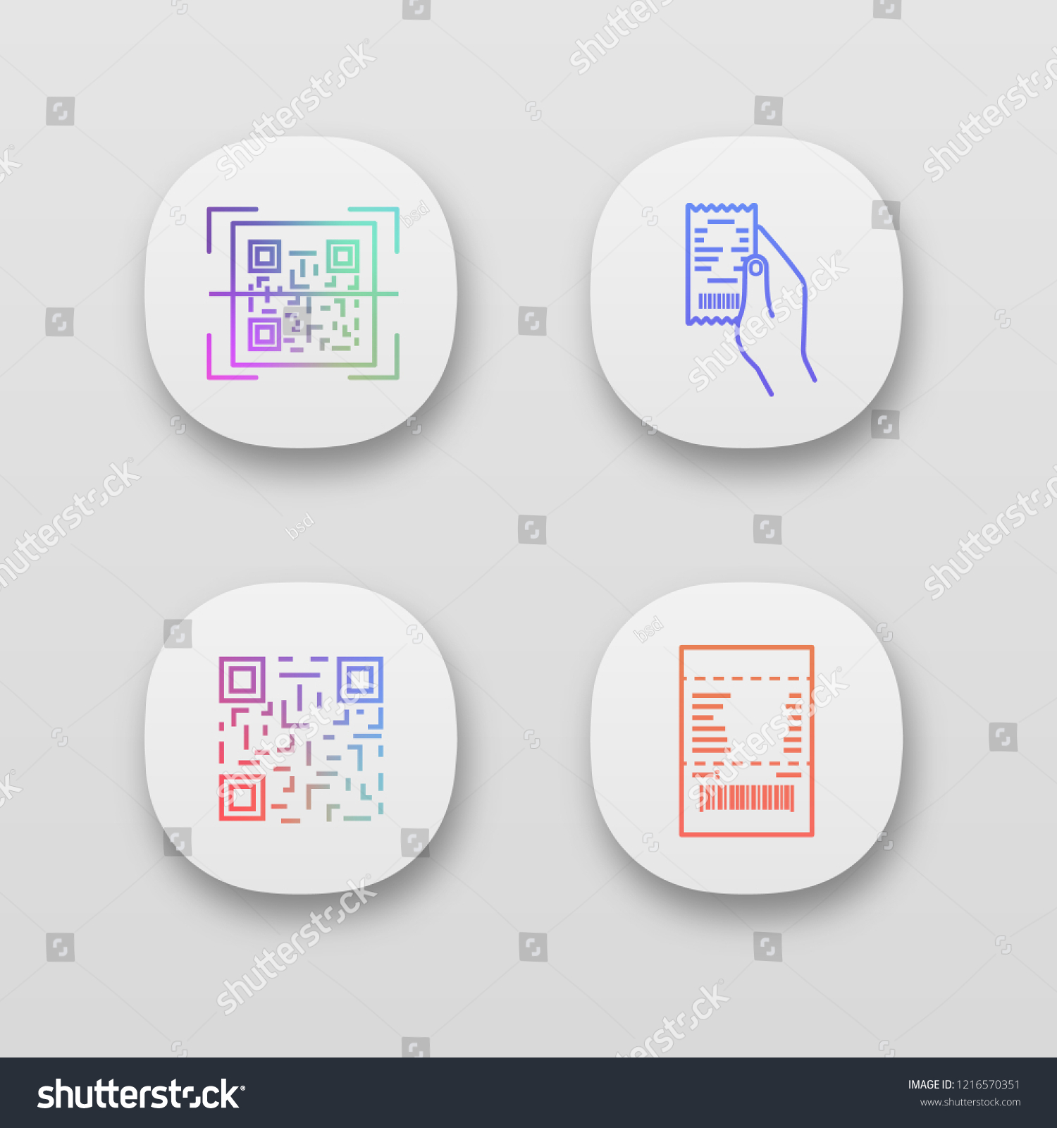 Barcodes App Icons Set Ui Ux User Interface Qr Royalty Free Stock Vector 1216570351