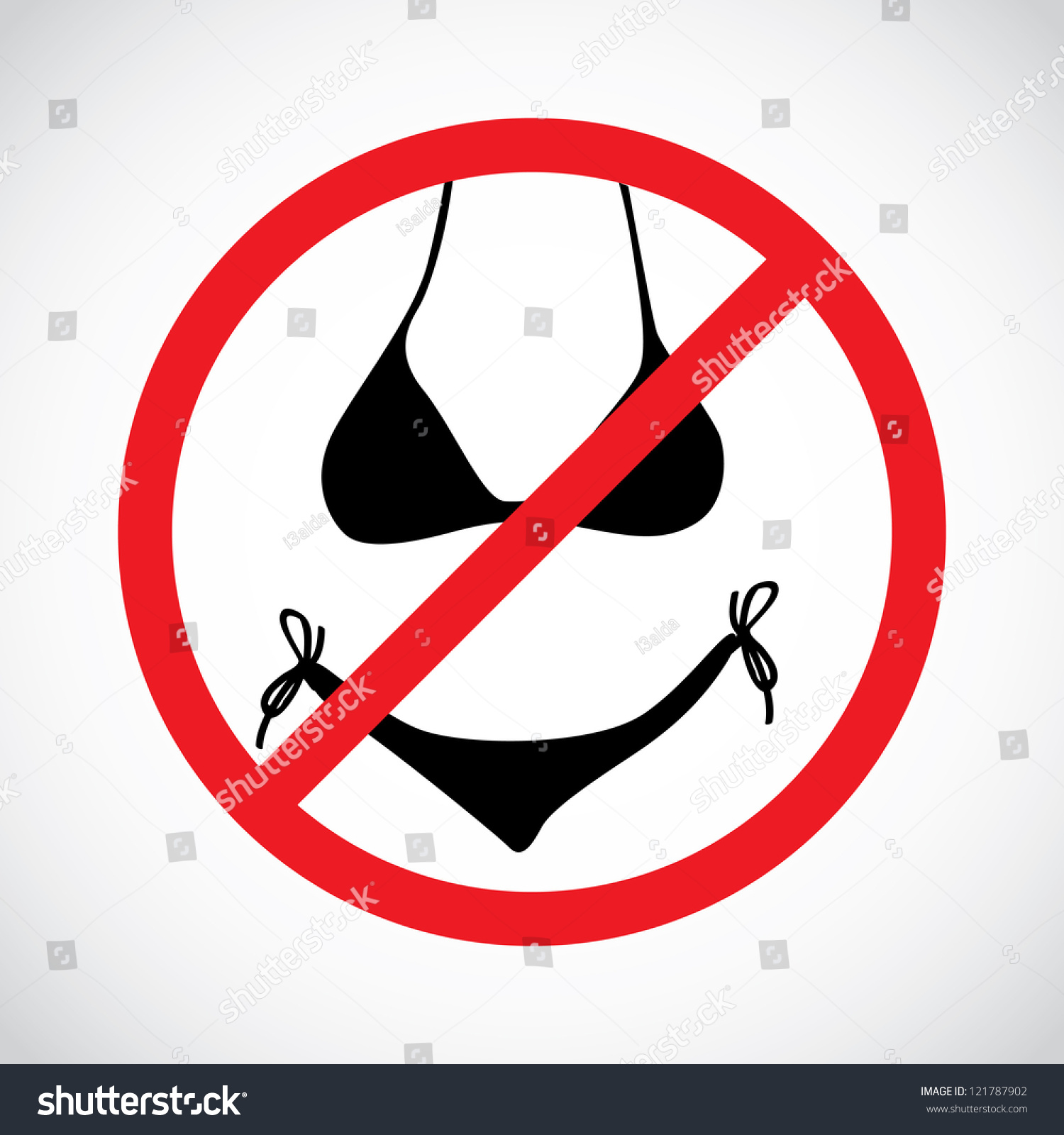 No Bikini Stop Symbol Note Illustration Royalty Free Stock Vector 121787902