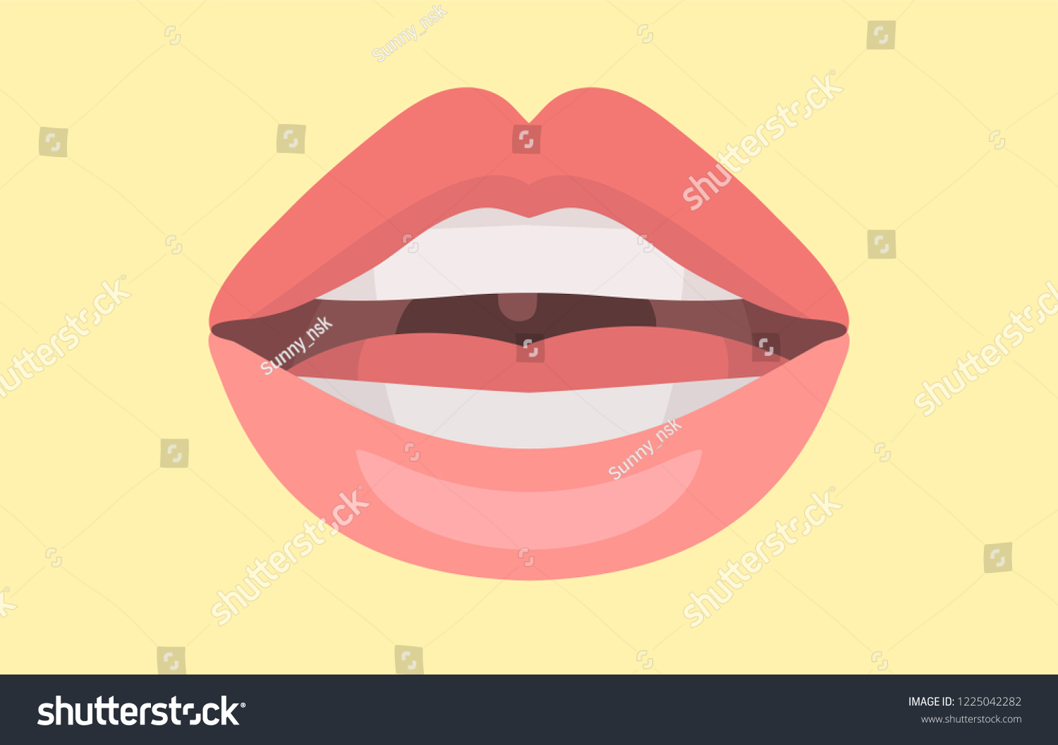 Vector Simple Cartoon Woman Lips Icon Human Open Royalty Free Stock Vector 1225042282