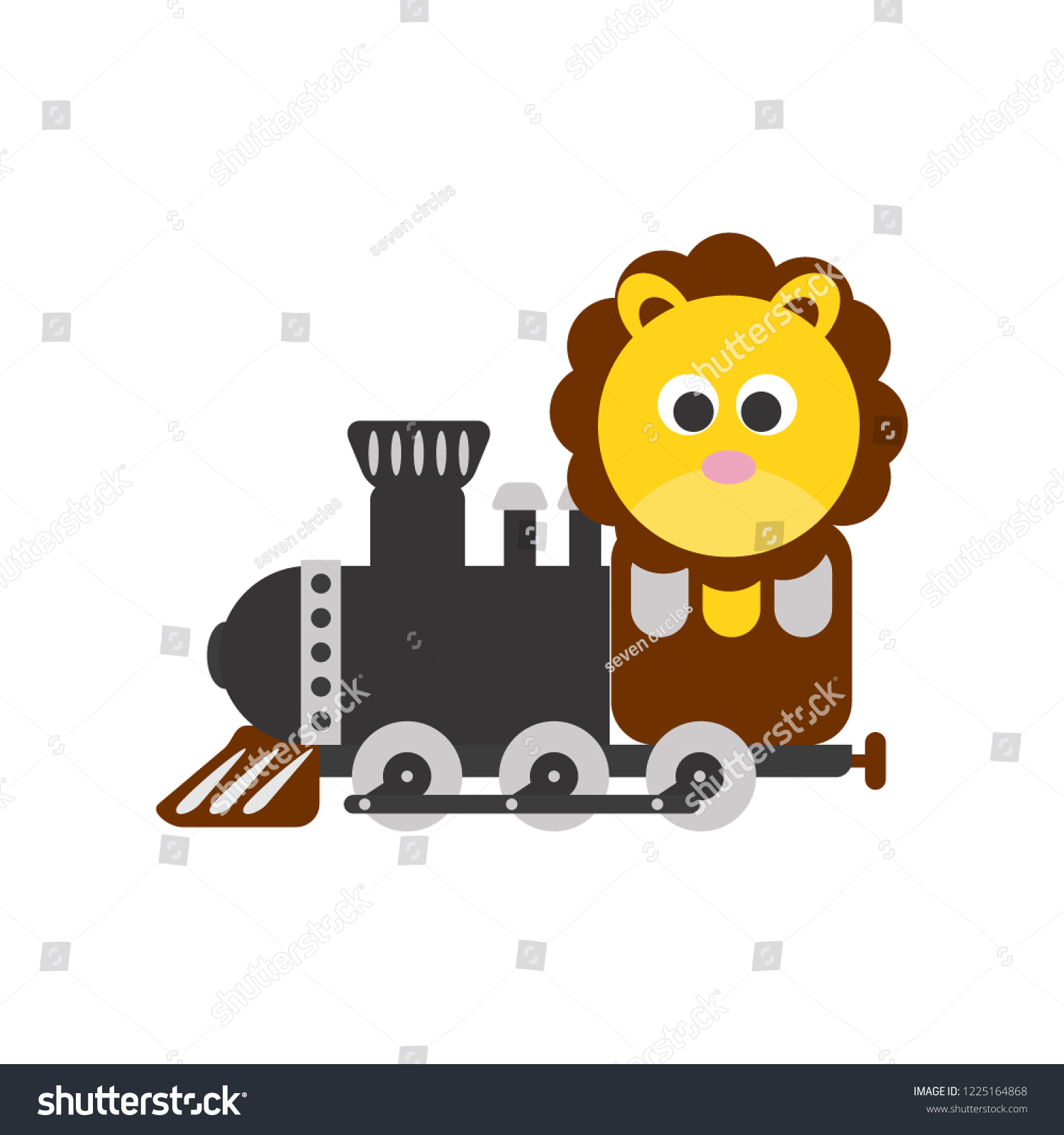 lion animal in a train transportation, vector - Royalty Free Stock ...