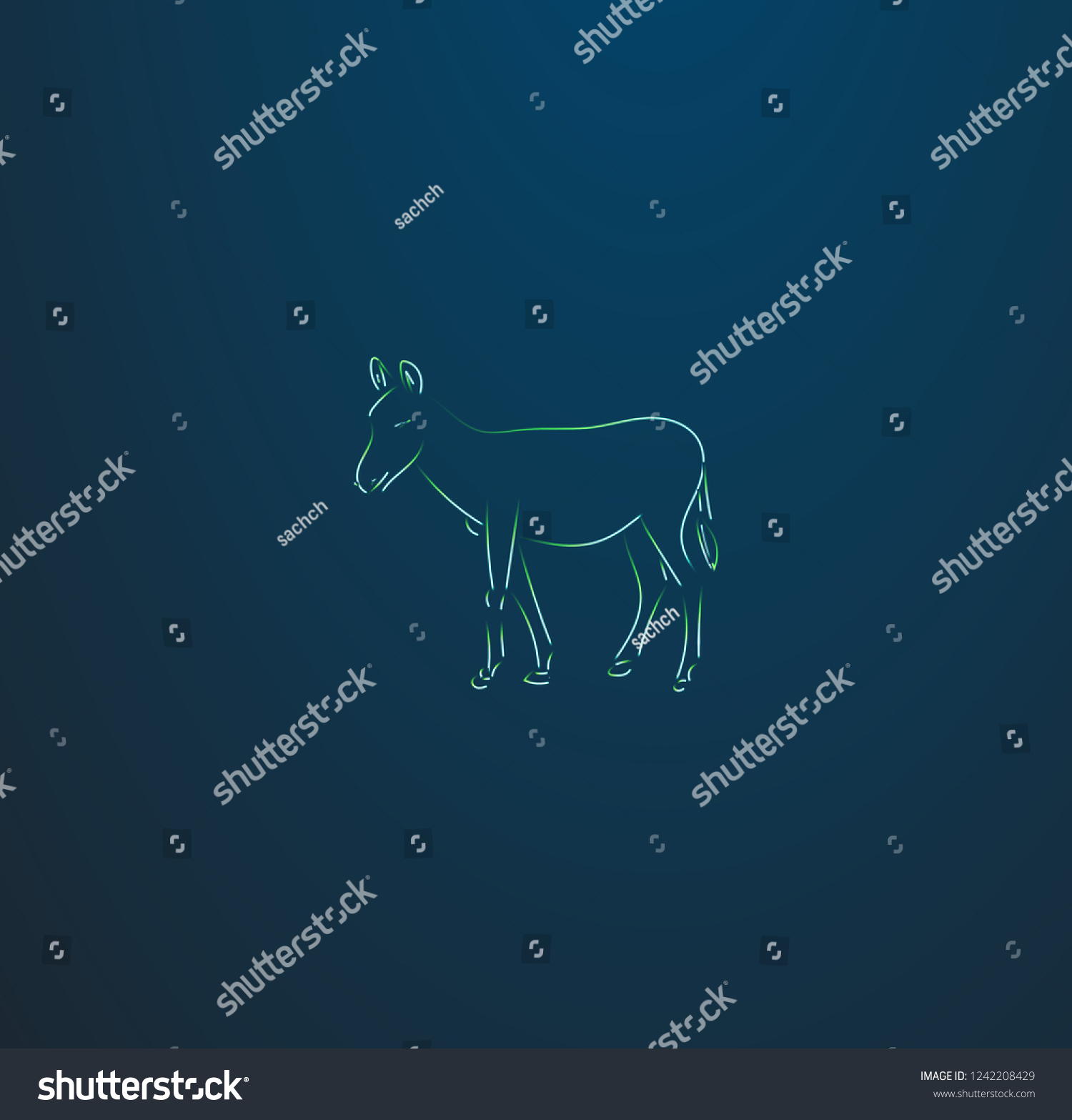 donkey line sketch stock vector illustration - Royalty Free Stock ...