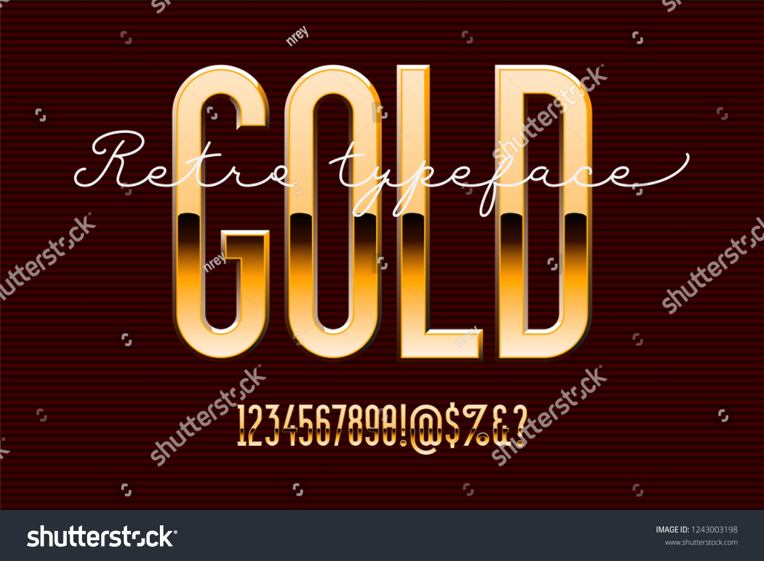 Gold condensed modern alphabet. Sans serif metal - Royalty Free Stock ...