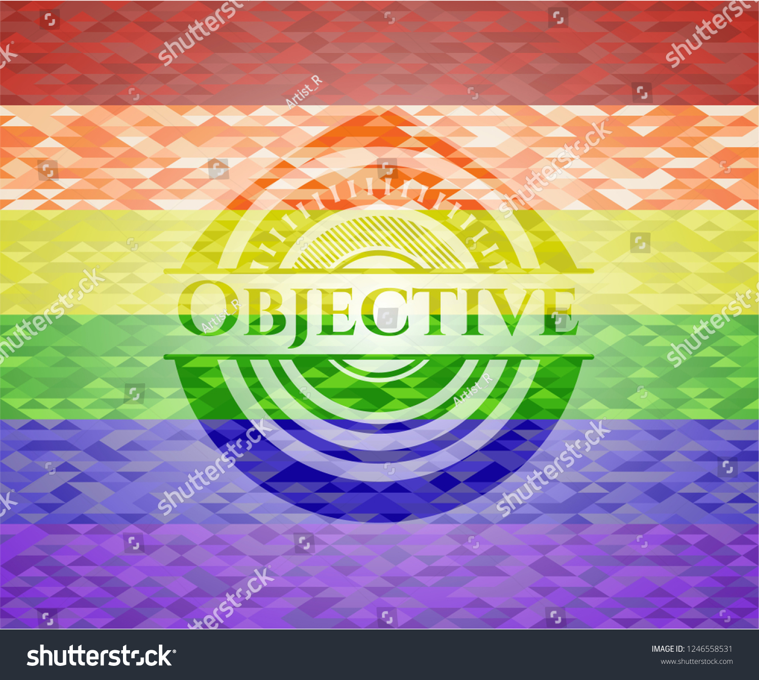 Objective emblem on mosaic background with the - Royalty Free Stock ...