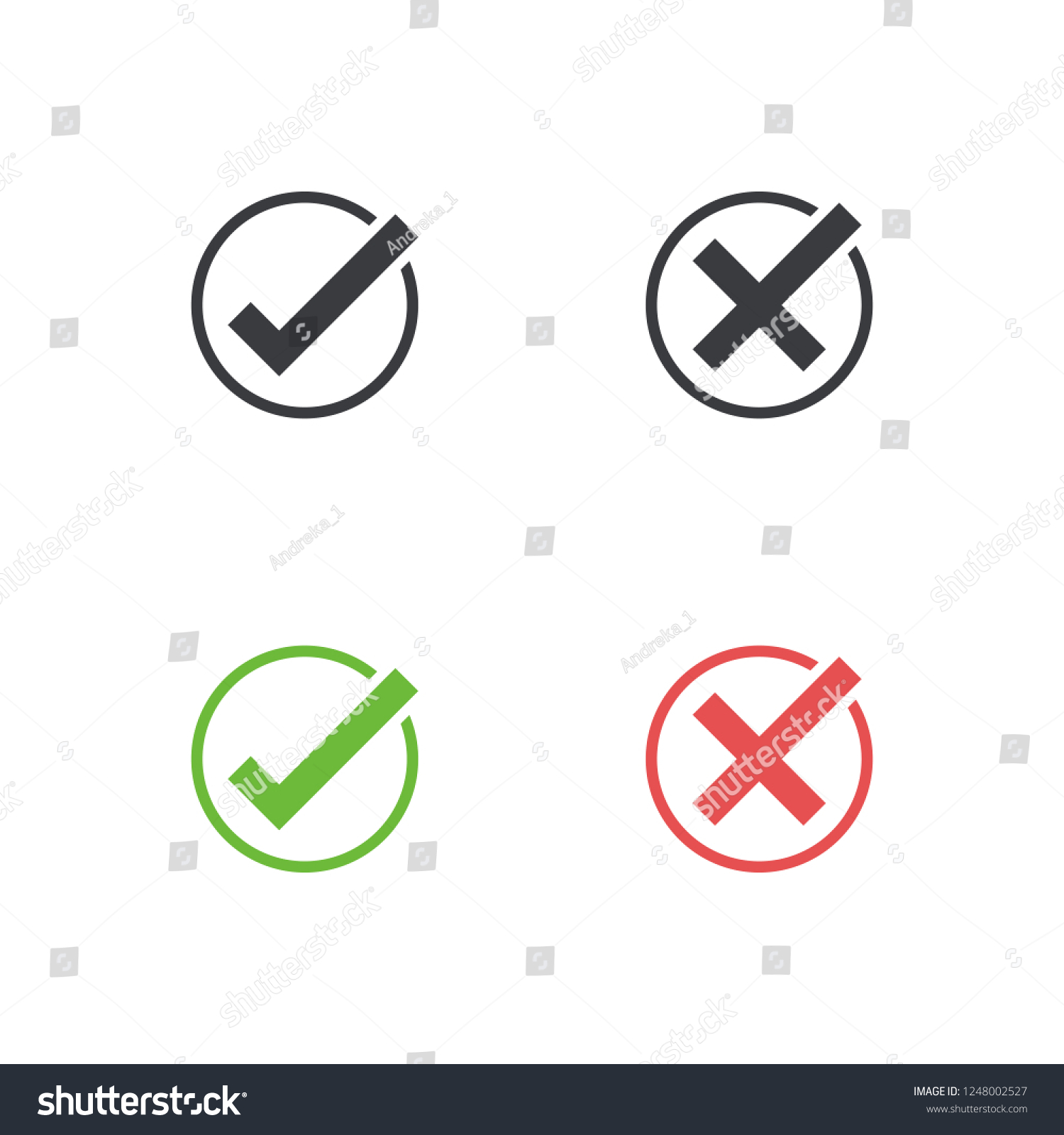 Check mark icon set. Approve and cancel symbol - Royalty Free Stock ...