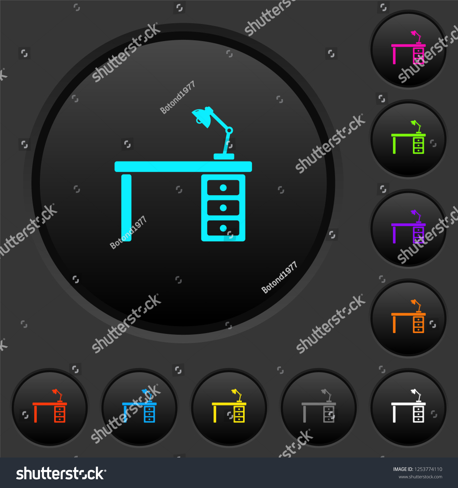 Desk with lamp dark push buttons with vivid - Royalty Free Stock Vector ...