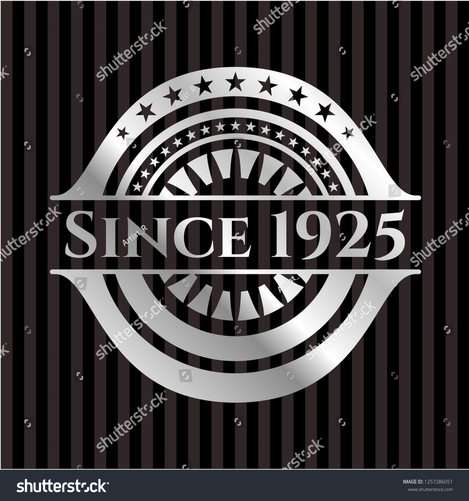 Since 1925 Silvery Emblem Royalty Free Stock Vector 1257286051