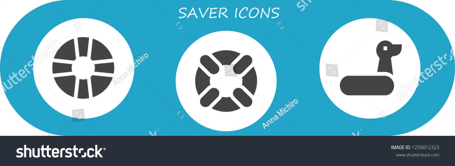 saver icon set. 3 filled saver icons. Simple - Royalty Free Stock ...