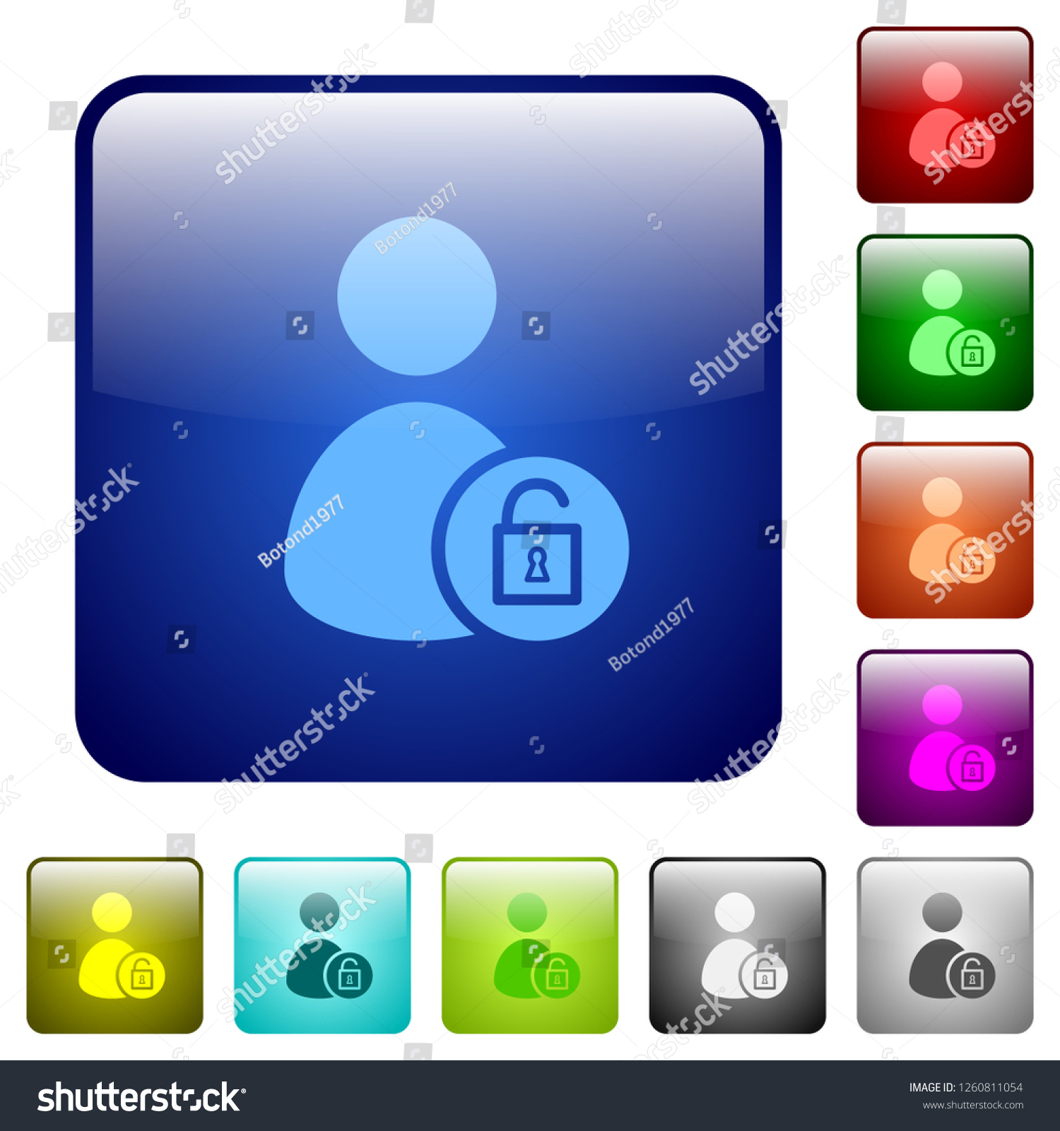 Unlock user account icons in rounded square - Royalty Free Stock Vector ...