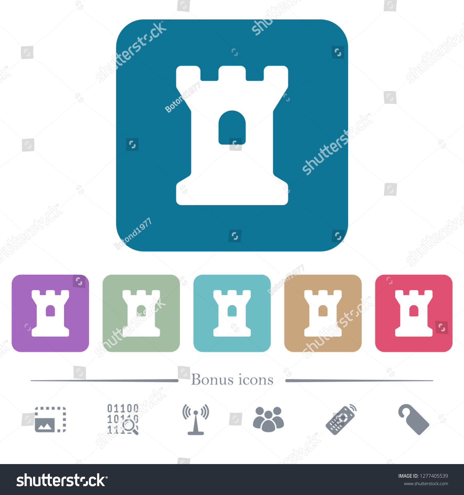 Bastion white flat icons on color rounded square - Royalty Free Stock ...