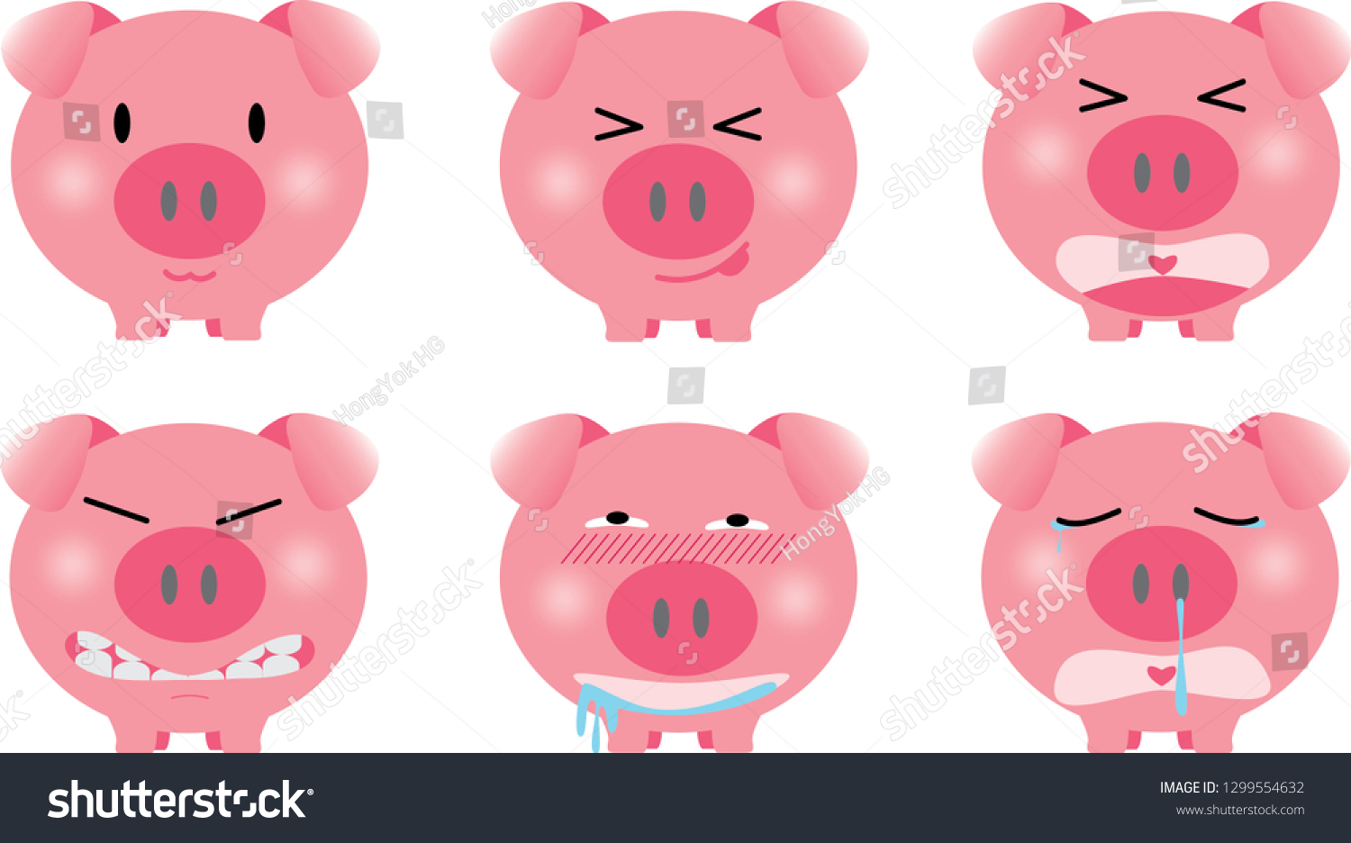 the pig pink color with many feeling - Royalty Free Stock Vector ...