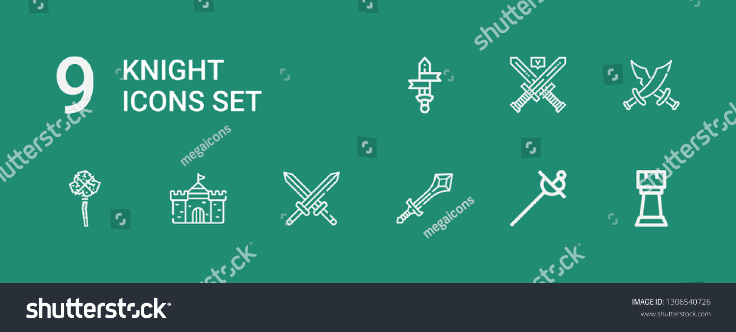 Editable 9 knight icons for web and mobile. Set - Royalty Free Stock ...