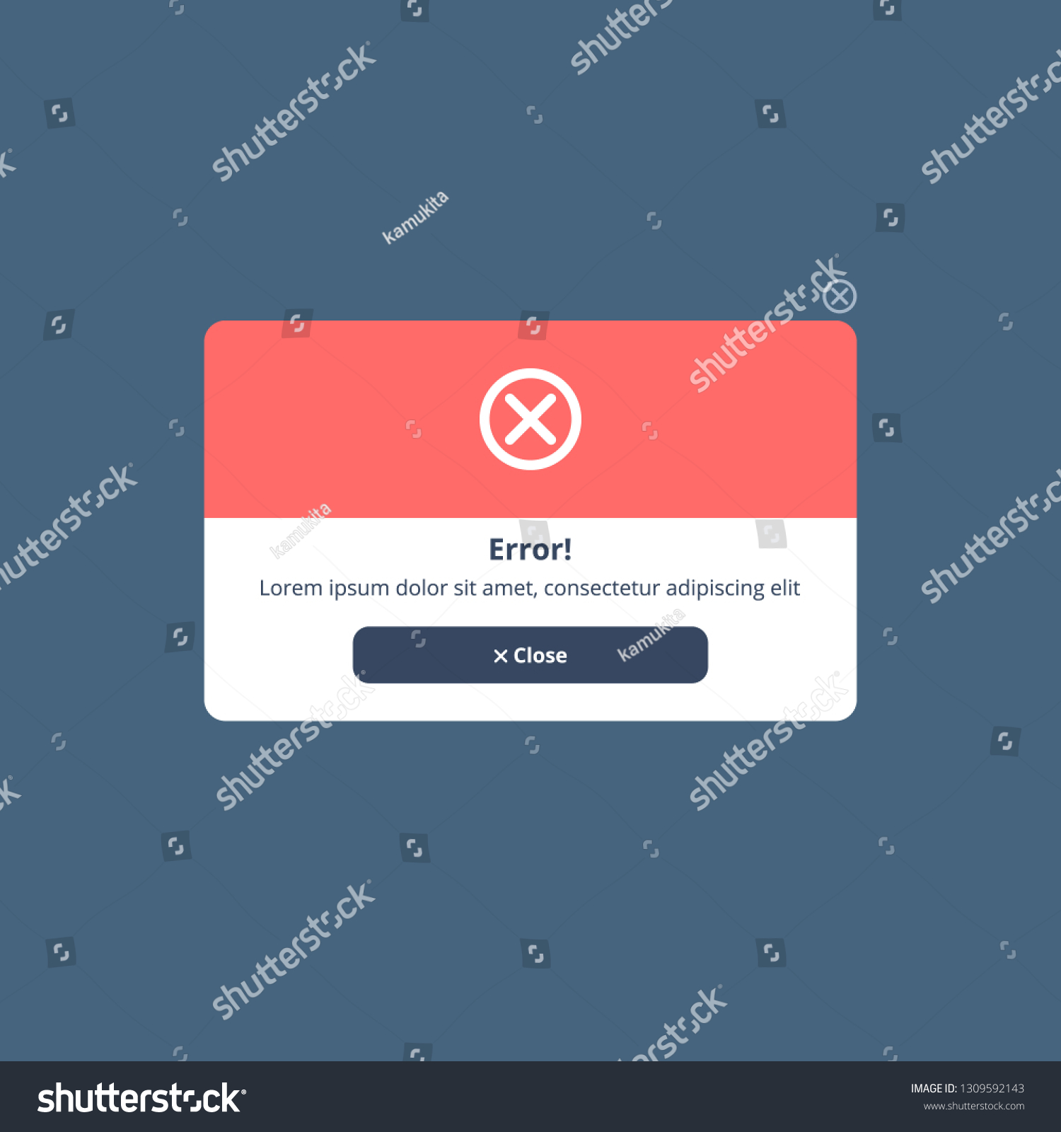 Error Modal Ui Design Vector Royalty Free Stock Vector 1309592143