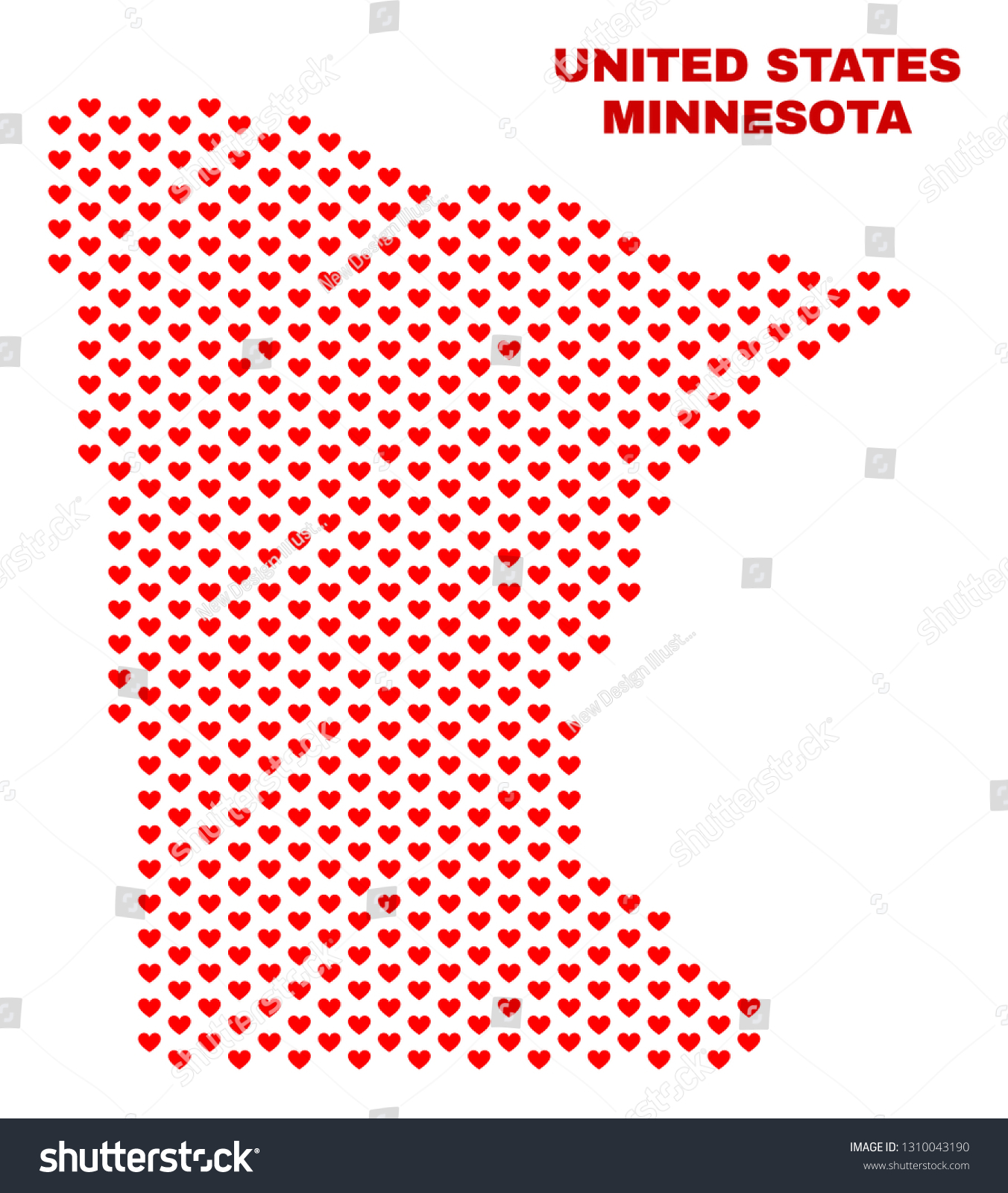 Mosaic Minnesota State map of valentine hearts - Royalty Free Stock ...