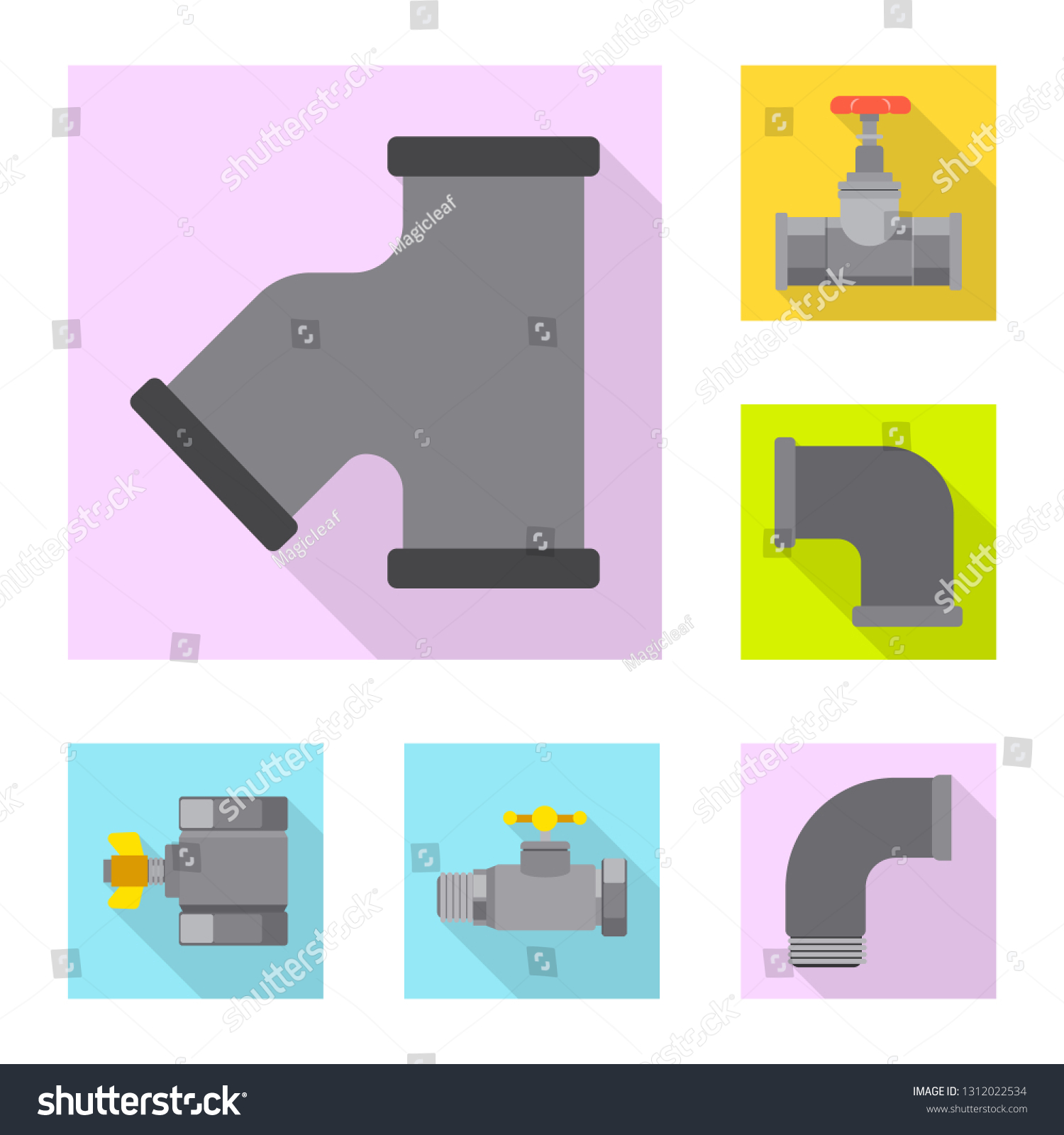 Vector illustration of pipe and tube symbol. Set - Royalty Free Stock ...