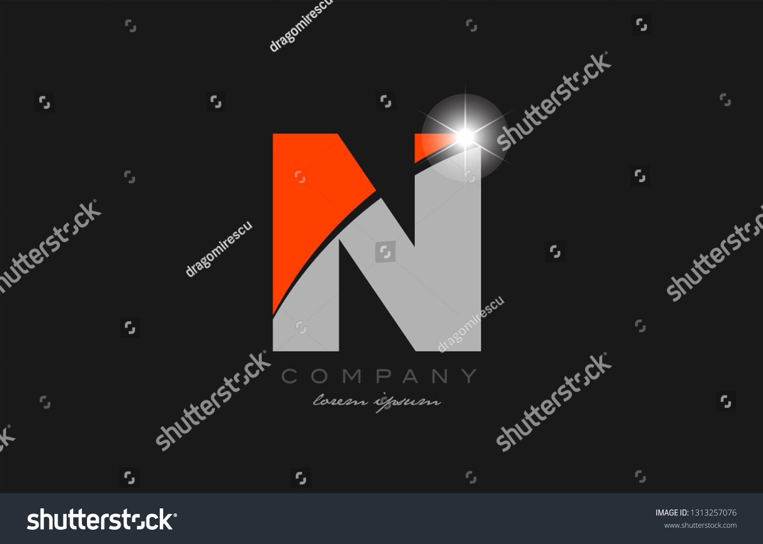 letter n in grey orange color alphabet logo icon - Royalty Free Stock ...