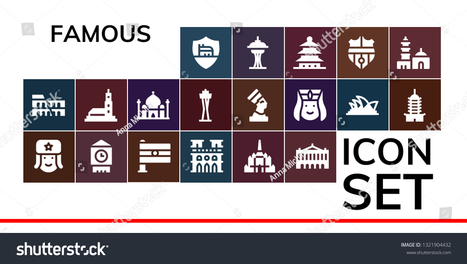 famous icon set. 19 filled famous icons. Simple - Royalty Free Stock ...