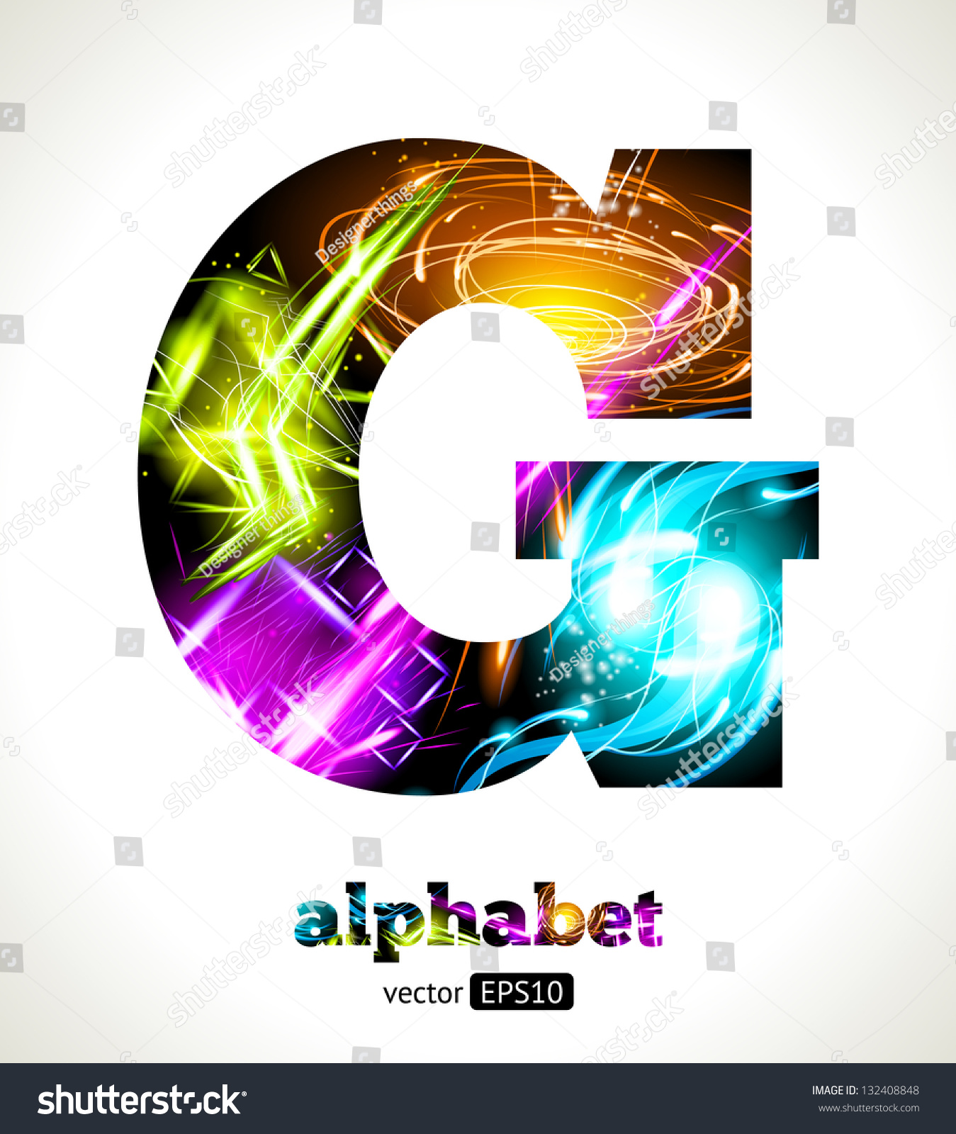 Vector Customizable Light Effect Alphabet. - Royalty Free Stock Vector ...
