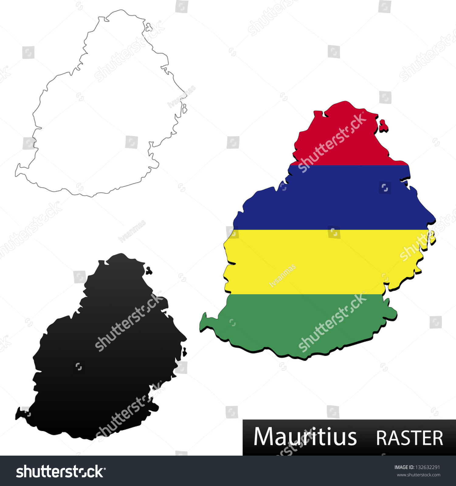 Maps of Mauritius, 3 dimensional with flag - Royalty Free Stock Photo ...