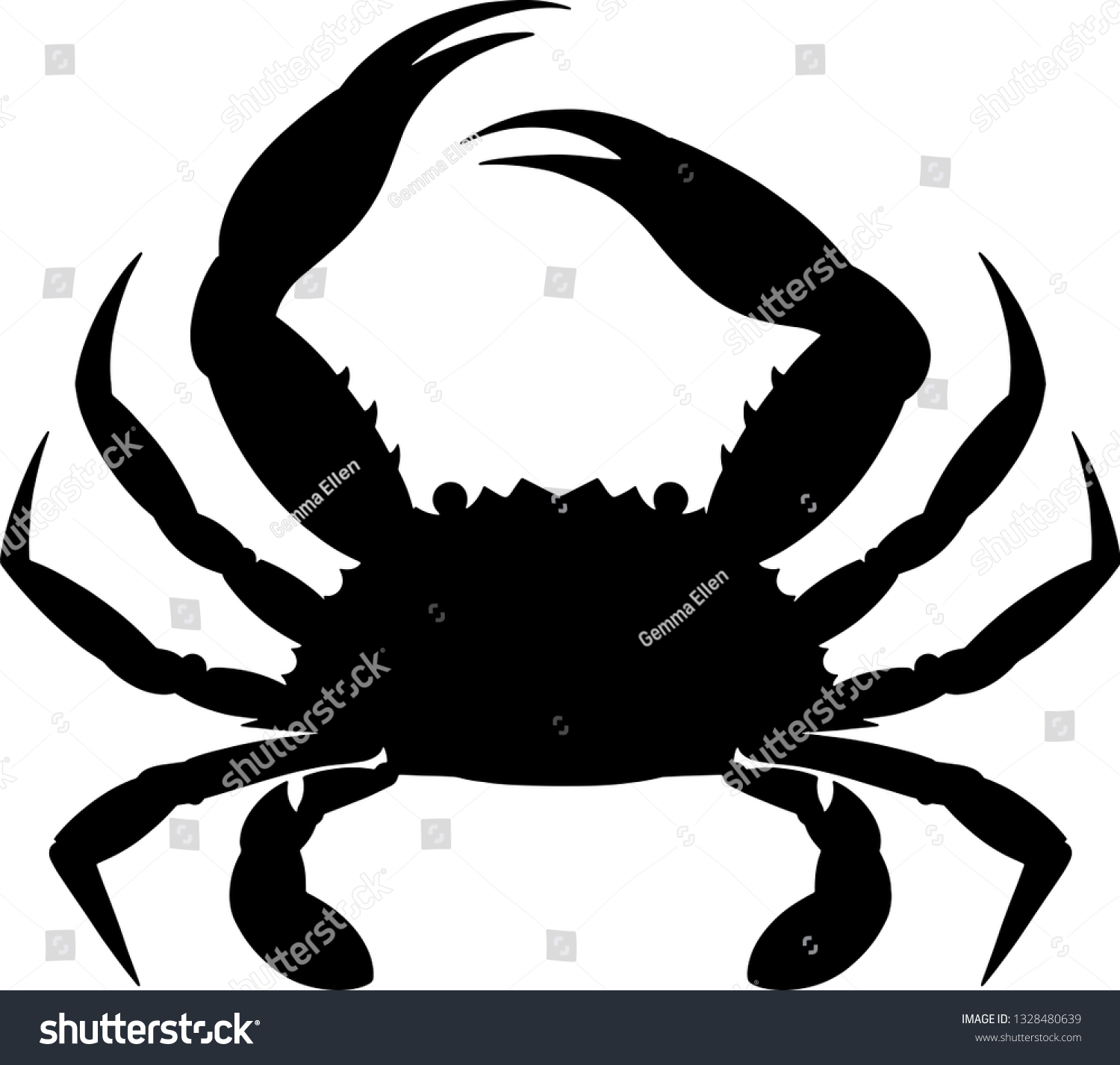 blue crab silhouette vector illustration - Royalty Free Stock Vector ...