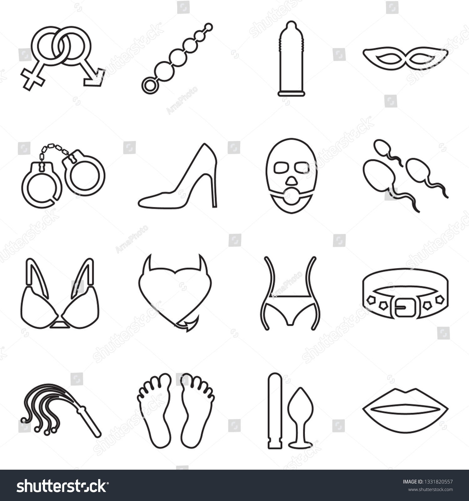 Sex And Fetish Icons Thin Line Design Vector Royalty Free Stock