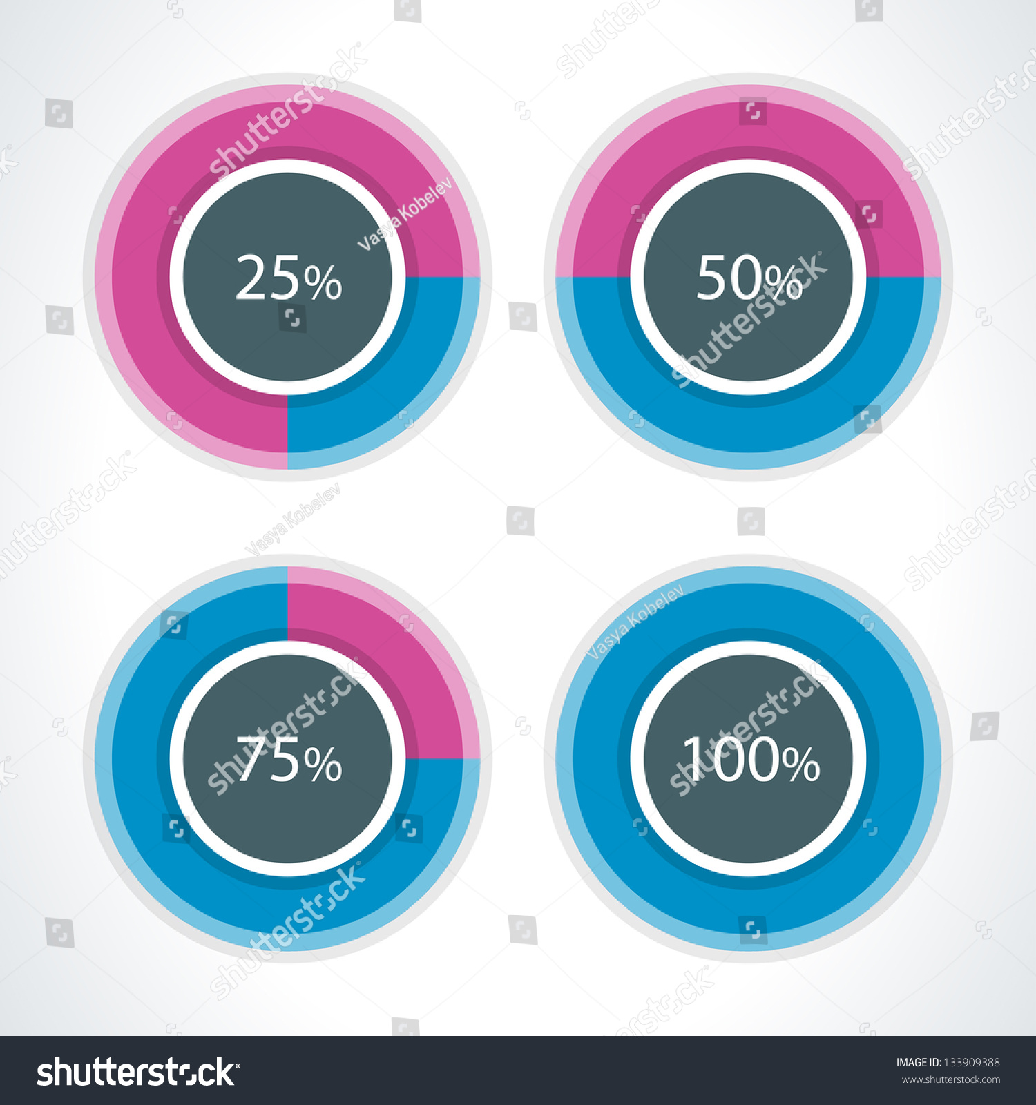 Pie round chart vector illustration set - Royalty Free Stock Vector ...