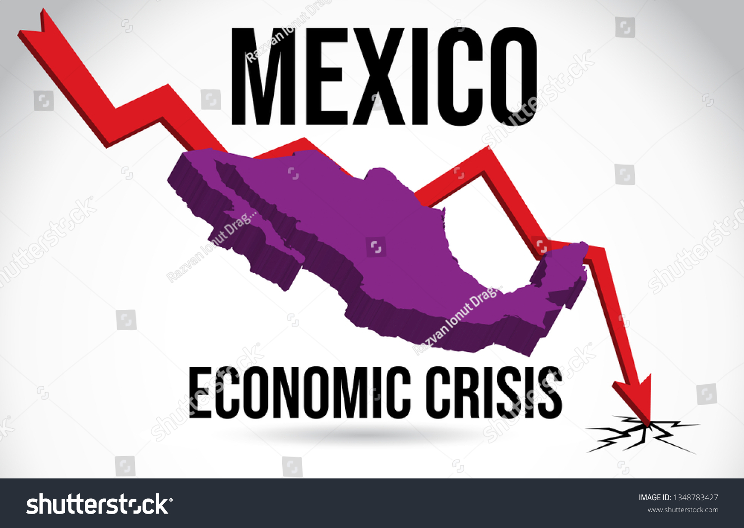 Mexico Map Financial Crisis Economic Collapse - Royalty Free Stock ...