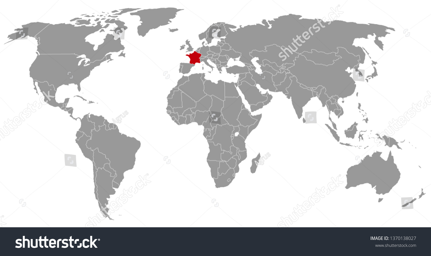 France on world map - Royalty Free Stock Vector 1370138027 - Avopix.com