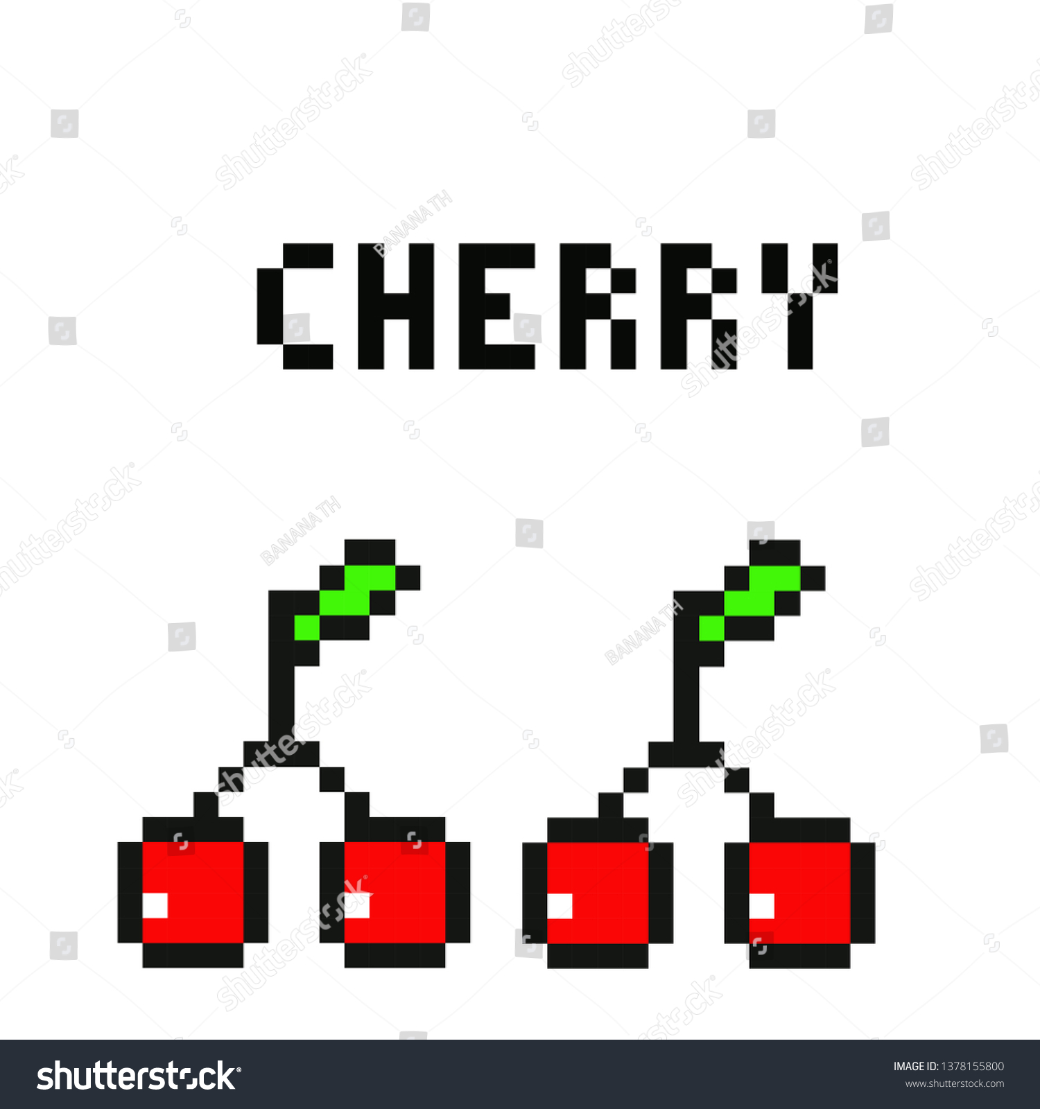 Cherry pixel art - Royalty Free Stock Vector 1378155800 - Avopix.com