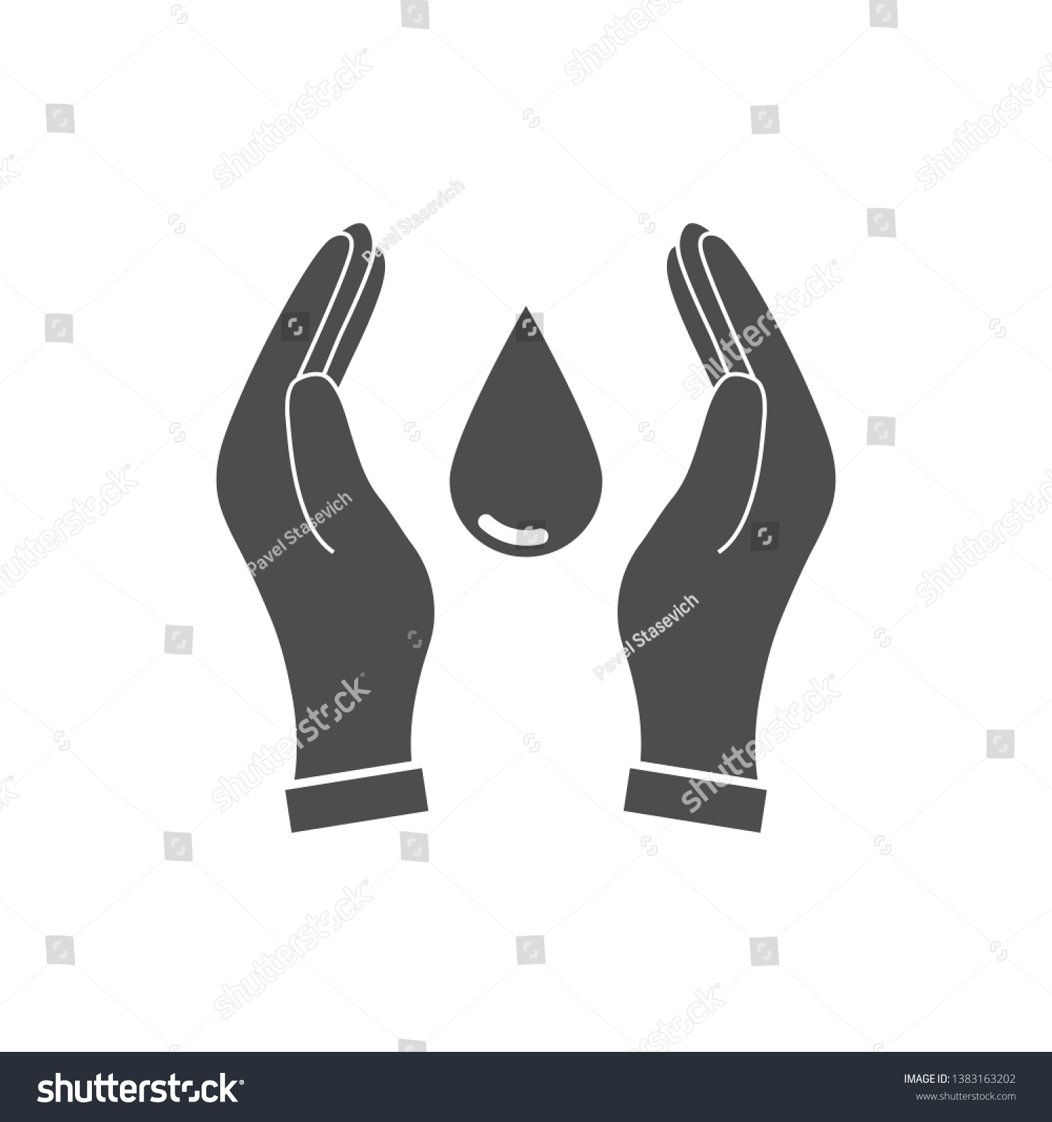 Save Water Sign Hand Holds Water Drop Icon Royalty Free Stock