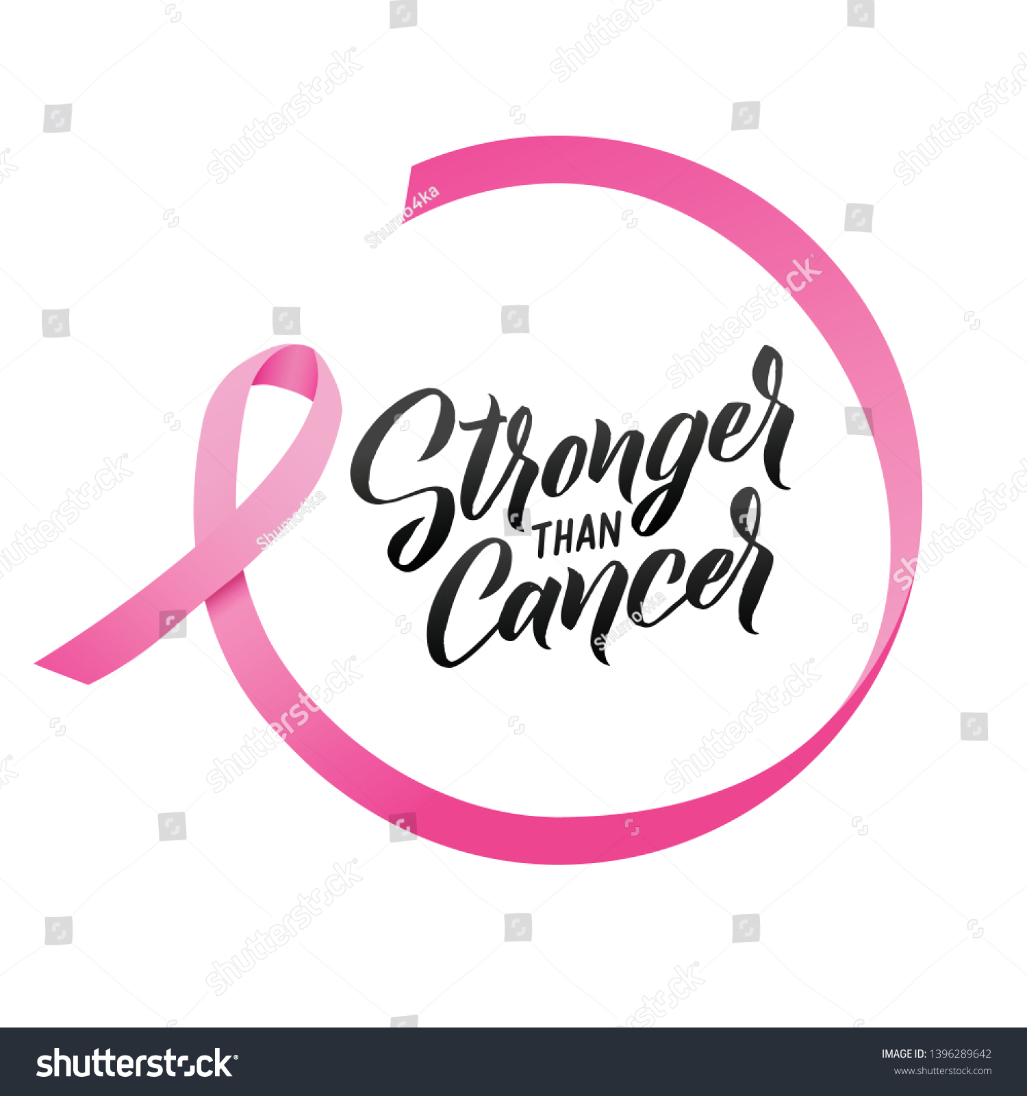 Stronger than Cancer. Pink Ribbon Breast Cancer - Royalty Free Stock ...