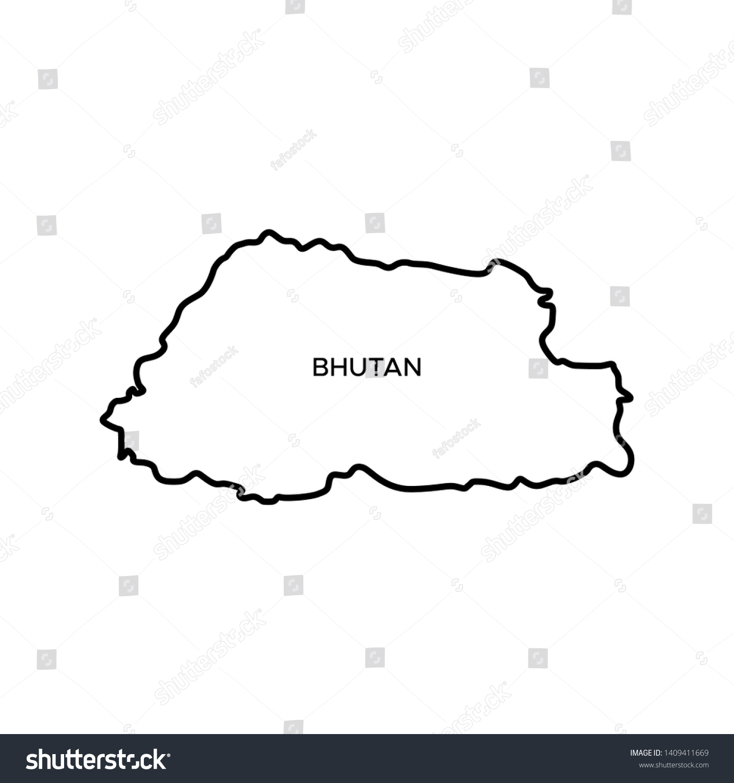Outline Map of Bhutan Vector Design Template. - Royalty Free Stock ...
