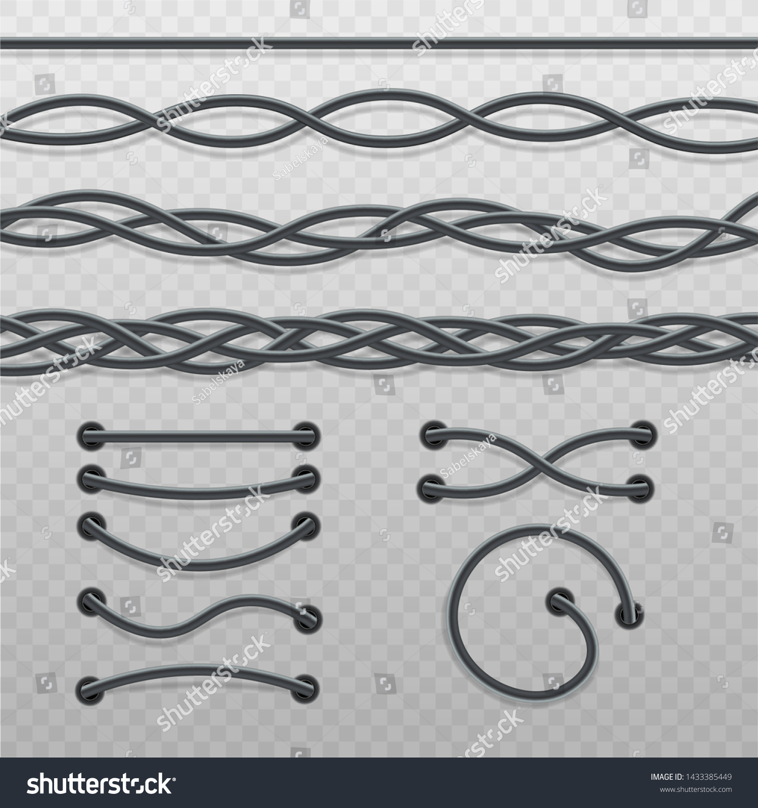 Set of intertwined cable braids and wire - Royalty Free Stock Vector ...