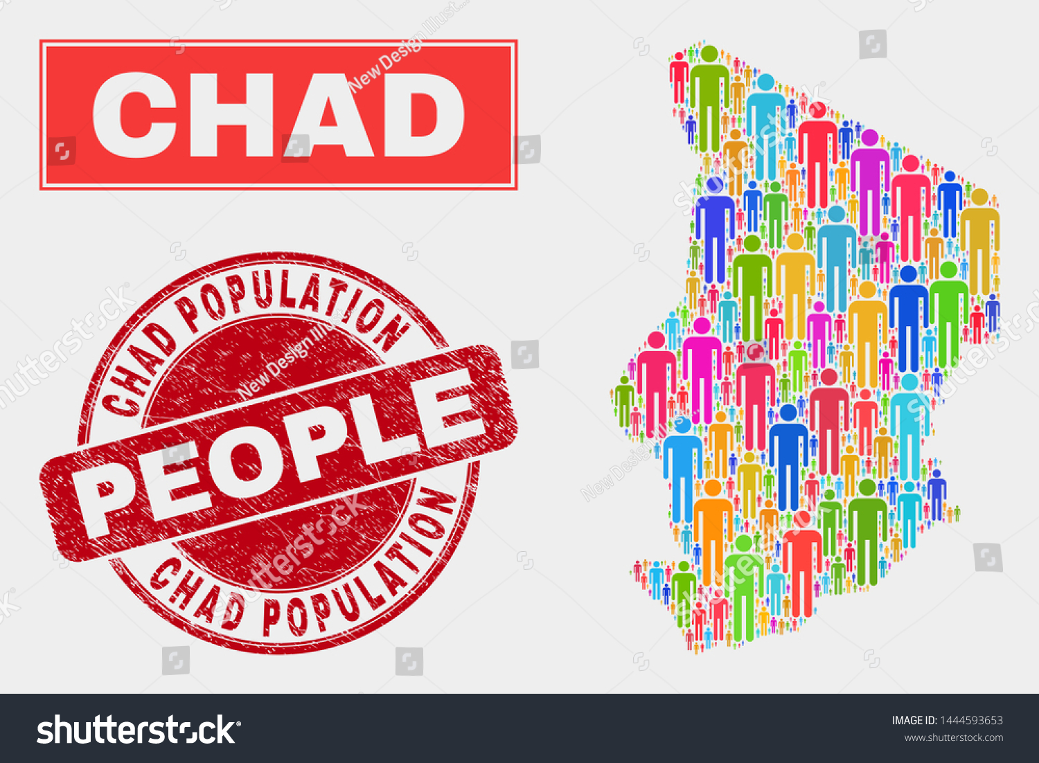 Demographic Chad map illustration. People bright - Royalty Free Stock ...