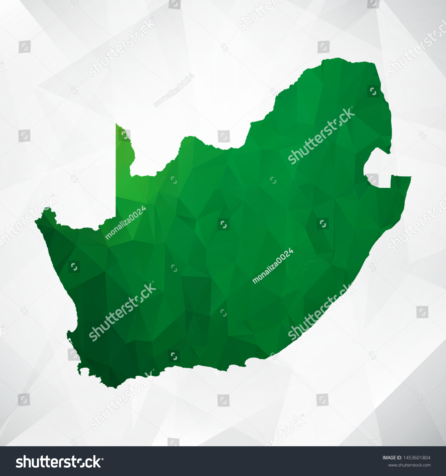 Map of South Africa - Green Geometric Rumpled - Royalty Free Stock ...