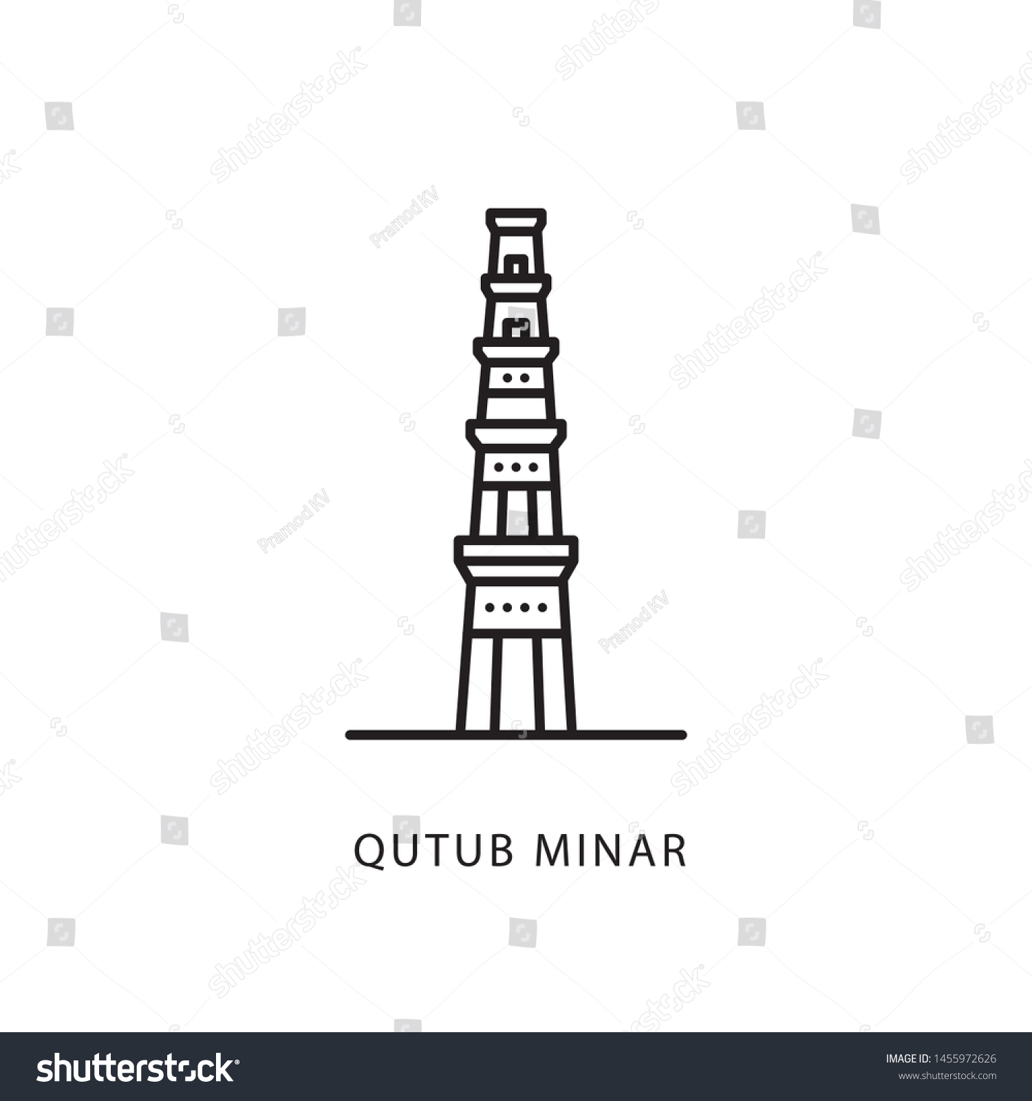 Indian City Icon Delhi Qutub Minar Minimal Royalty Free Stock