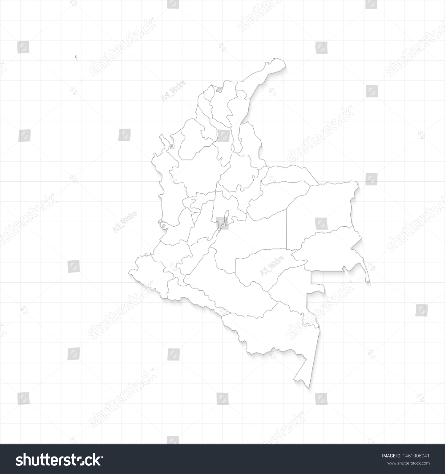 White Colombia map and grid vector. Thin gray - Royalty Free Stock ...