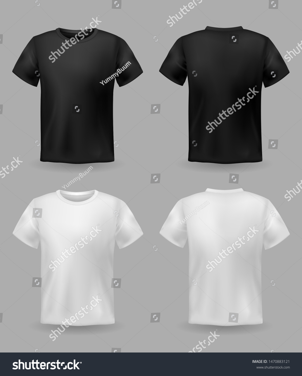 White And Black T Shirt Mockup Sport Blank Royalty Free Stock Vector