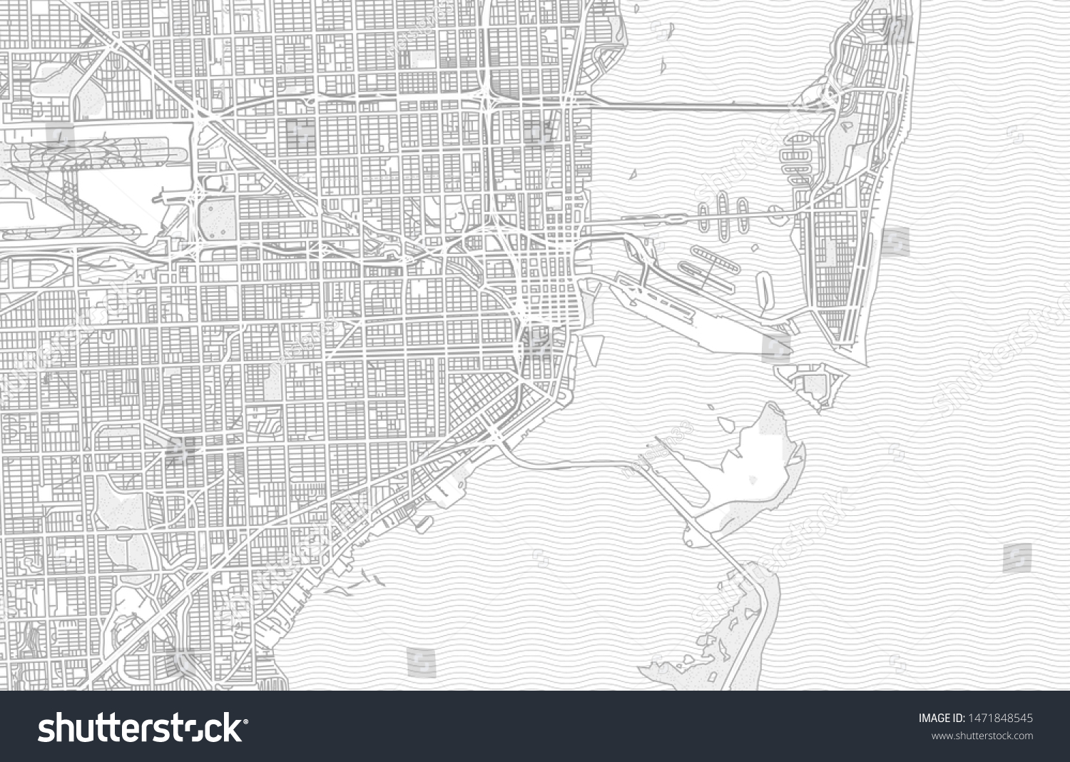 Miami, Florida, USA, bright outlined vector map - Royalty Free Stock ... Miami, Florida, USA, bright outlined vector map - Royalty Free Stock ...