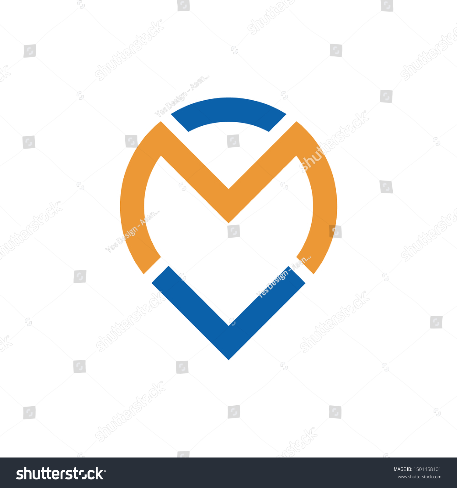 Letter M location logo icon vector with line art - Royalty Free Stock ...