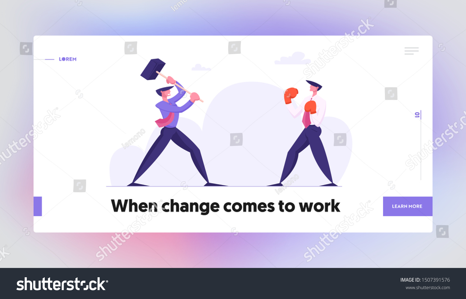 Unfair Fight Website Landing Page. Businessman - Royalty Free Stock ...