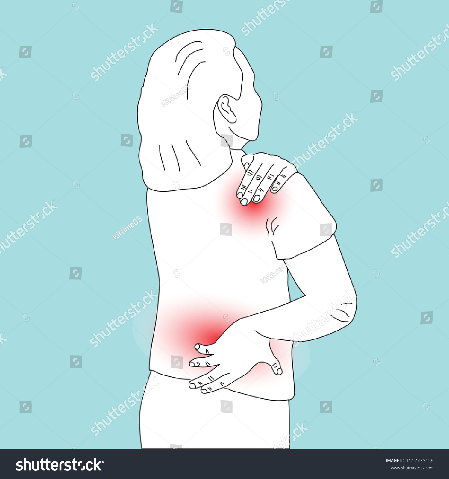 Vector illustration drawing of people with back - Royalty Free Stock ...
