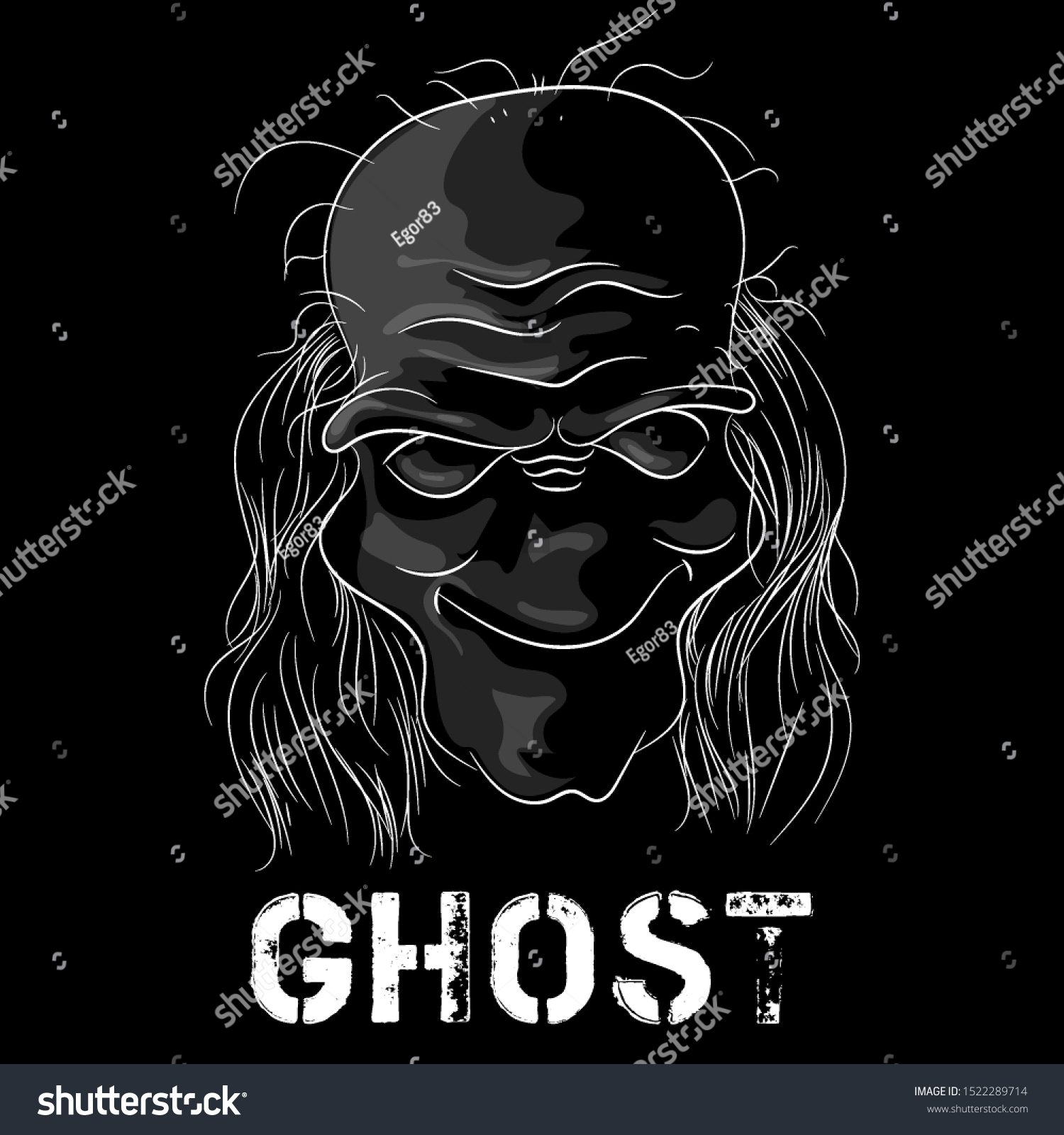 smiling Ghost with bald head in cartoon style - Royalty Free Stock ...