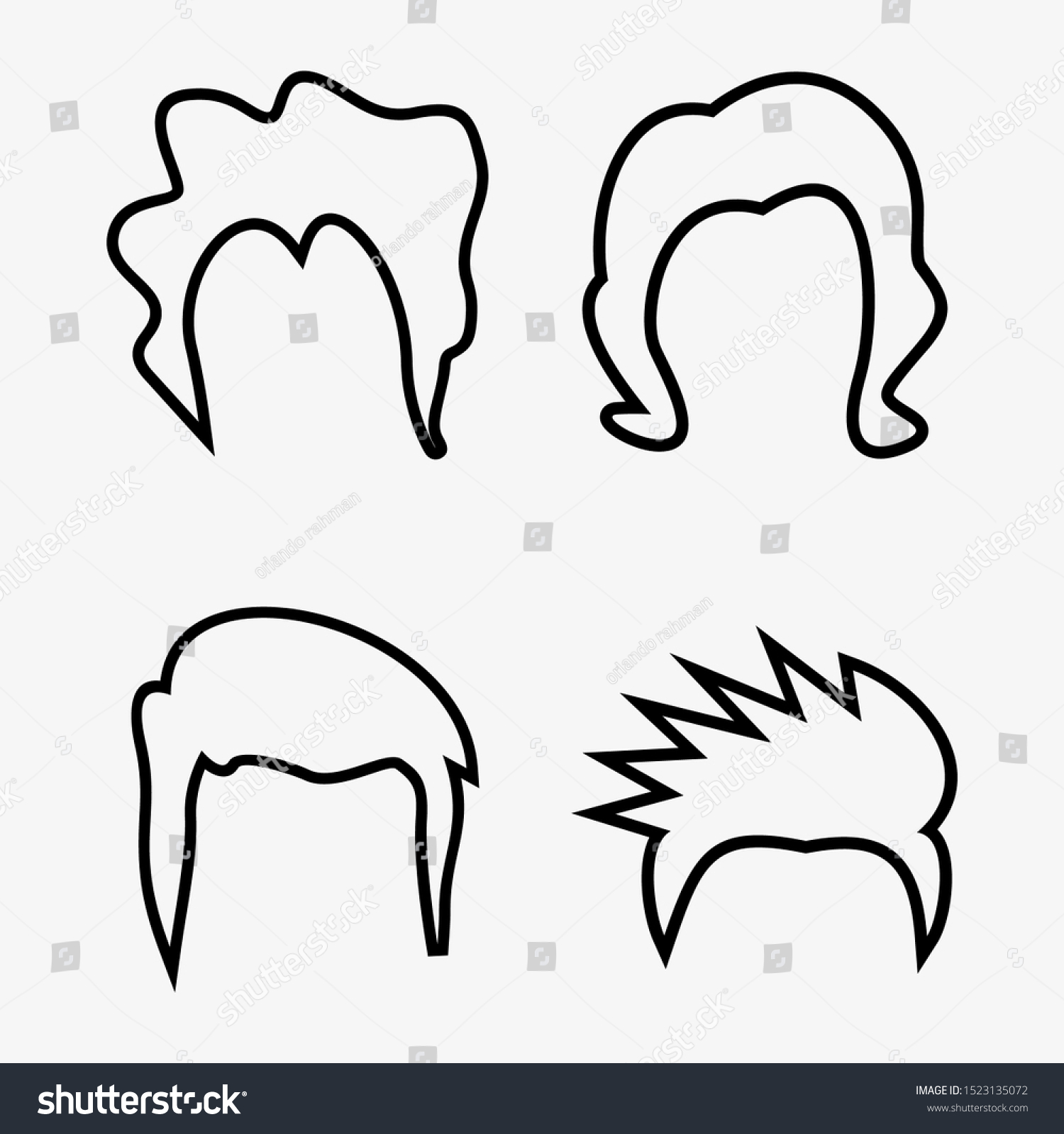 Woman Man Hair Vector Hairstyle Silhouette Royalty Free Stock