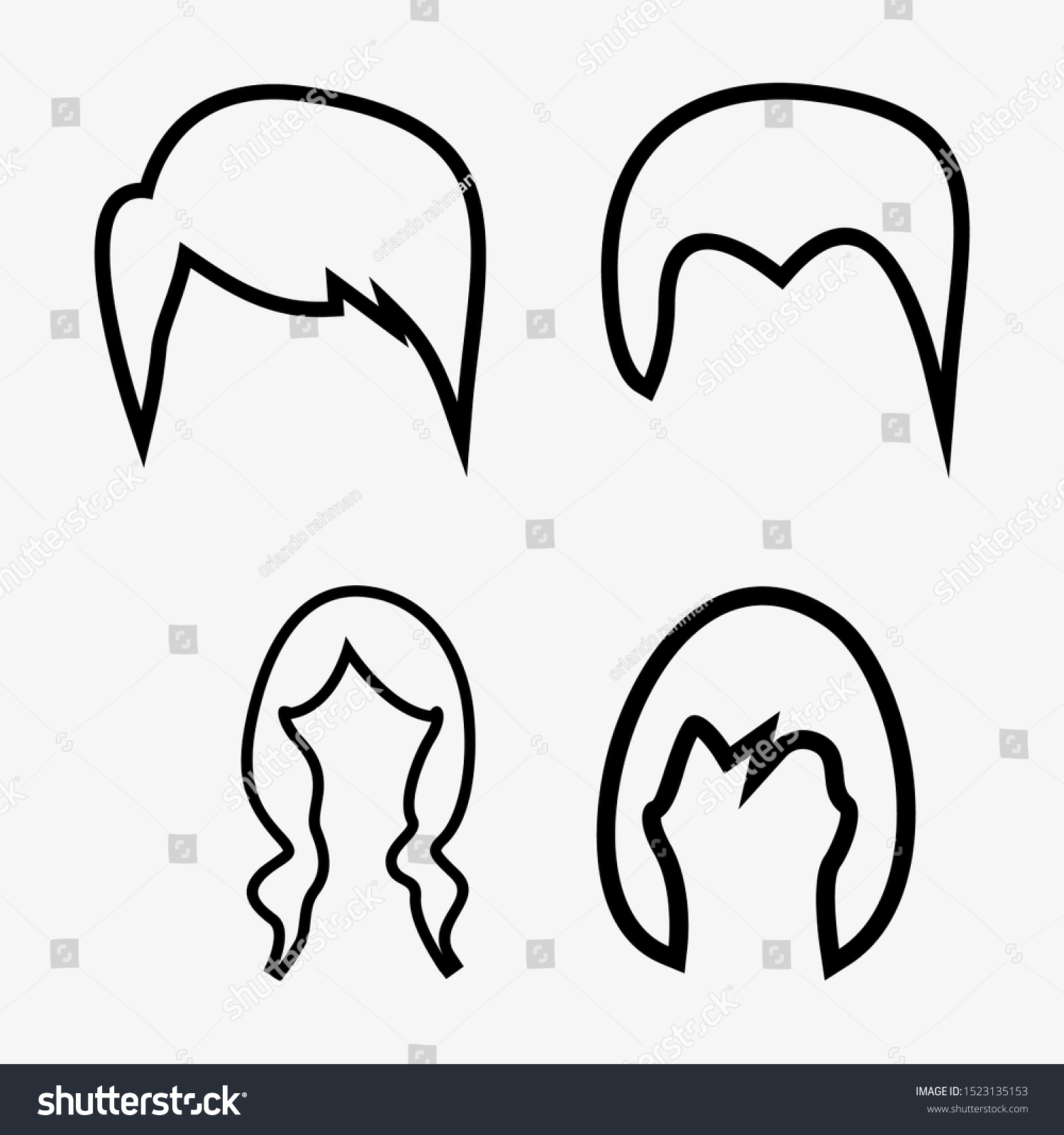 Woman Man Hair Vector Hairstyle Silhouette Royalty Free Stock