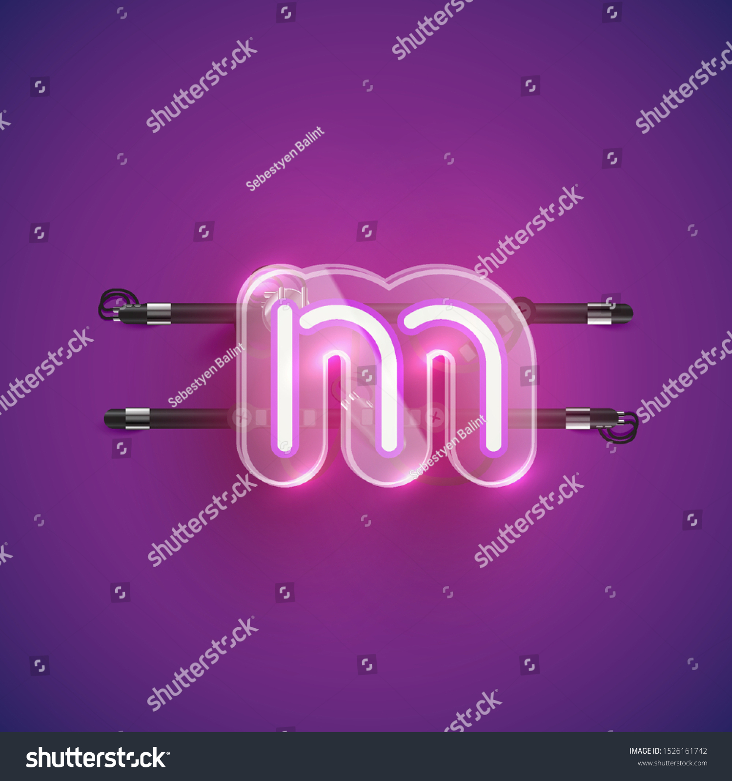 Realistic neon M character with plastic case - Royalty Free Stock ...
