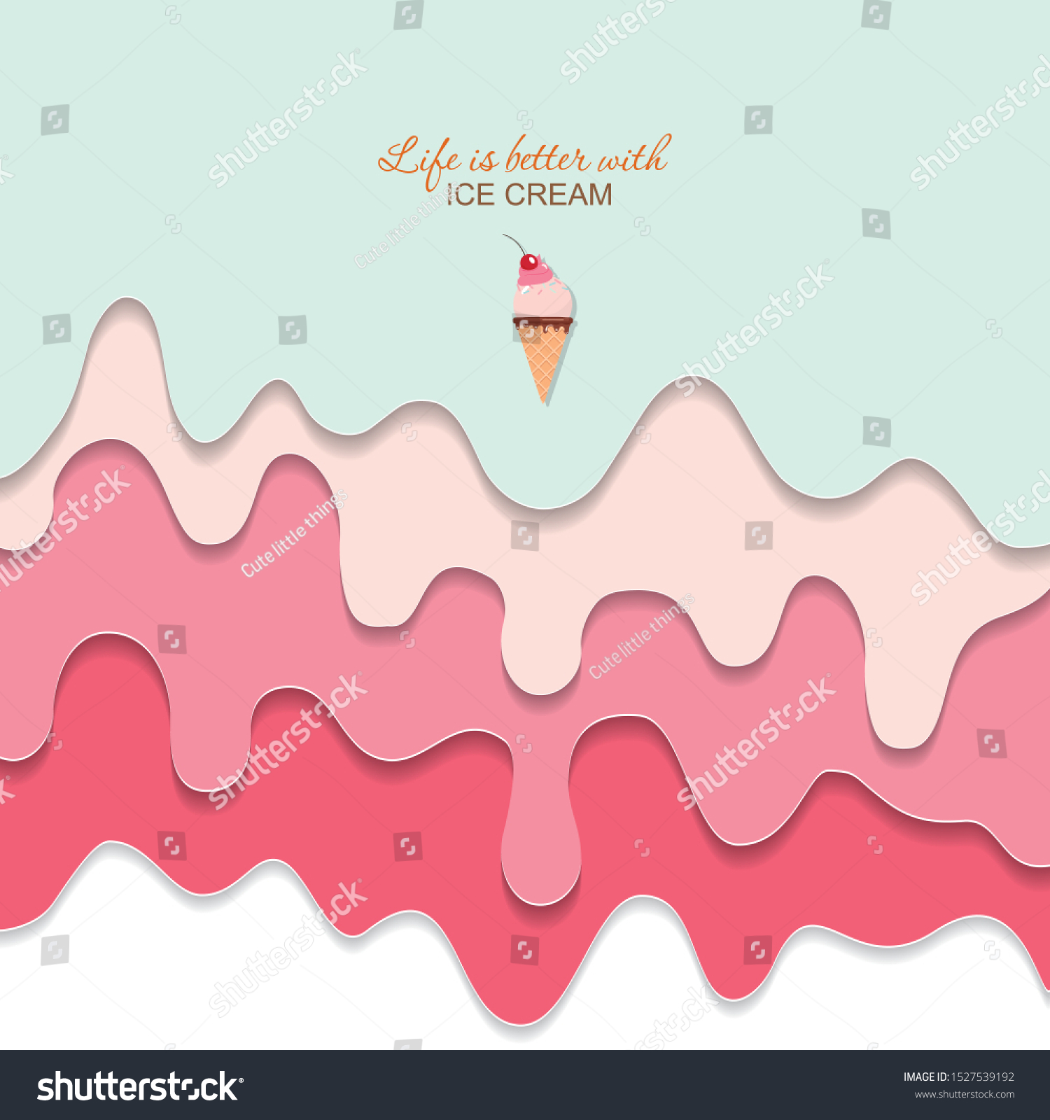 Melted Flowing Ice Cream Background 3d Paper Royalty Free Stock