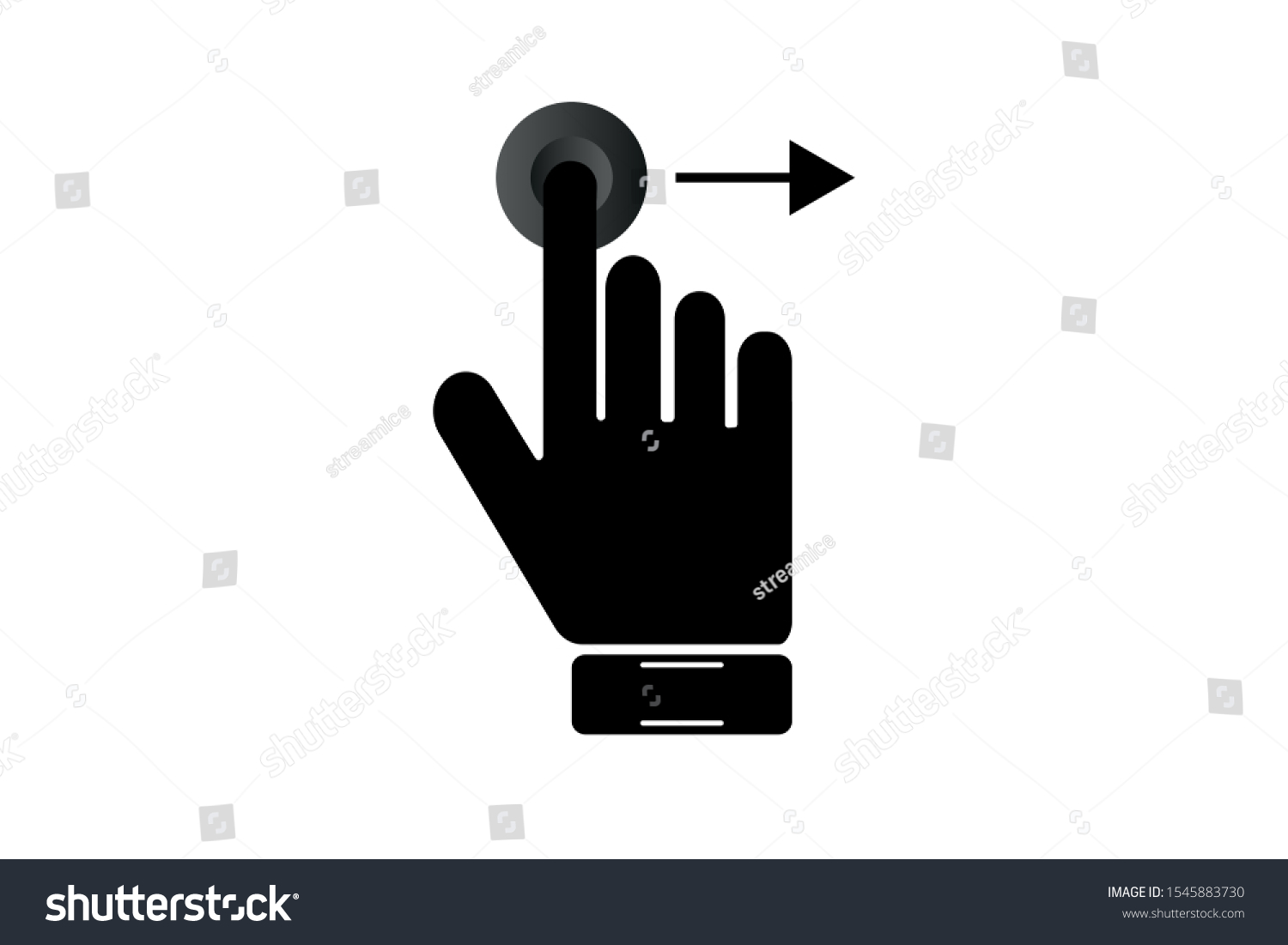 Hand pushing button with symbol, simple hand - Royalty Free Stock ...